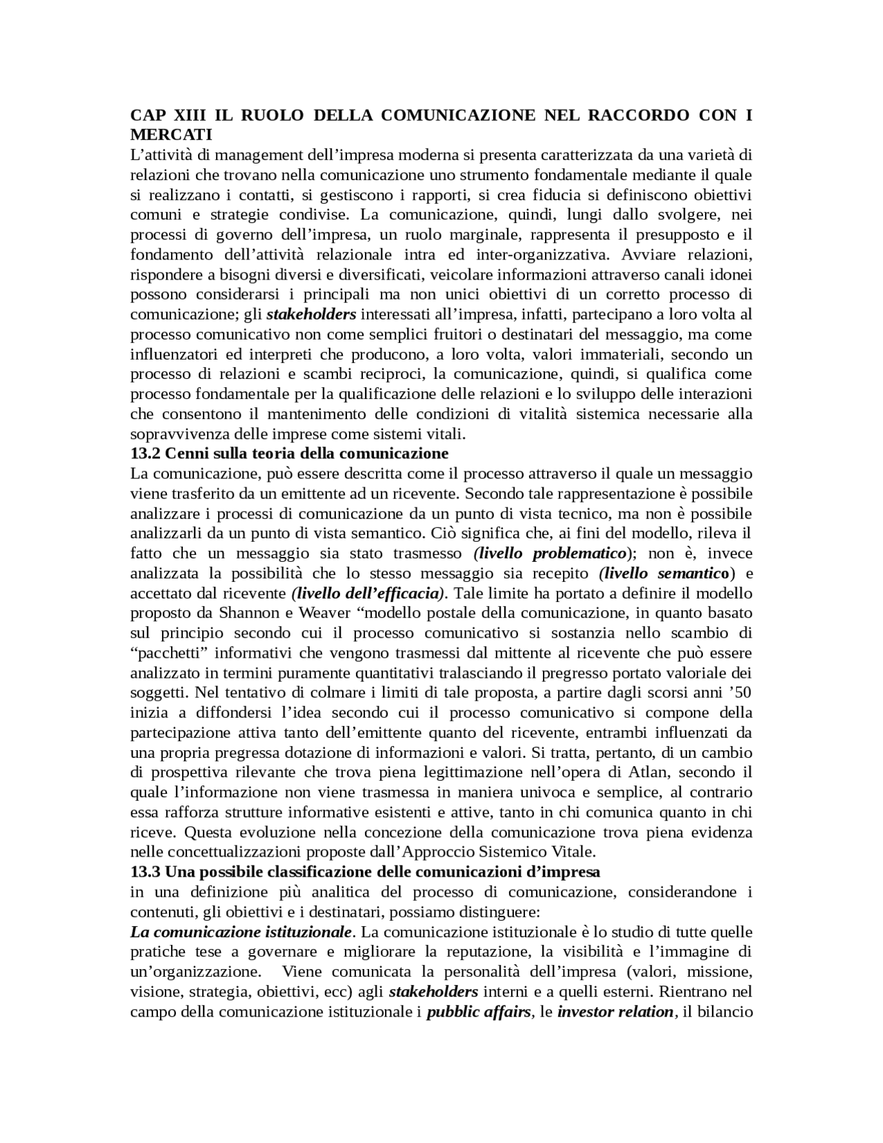 Riassunto Capitolo 13 Management Barilesancetta Docsity