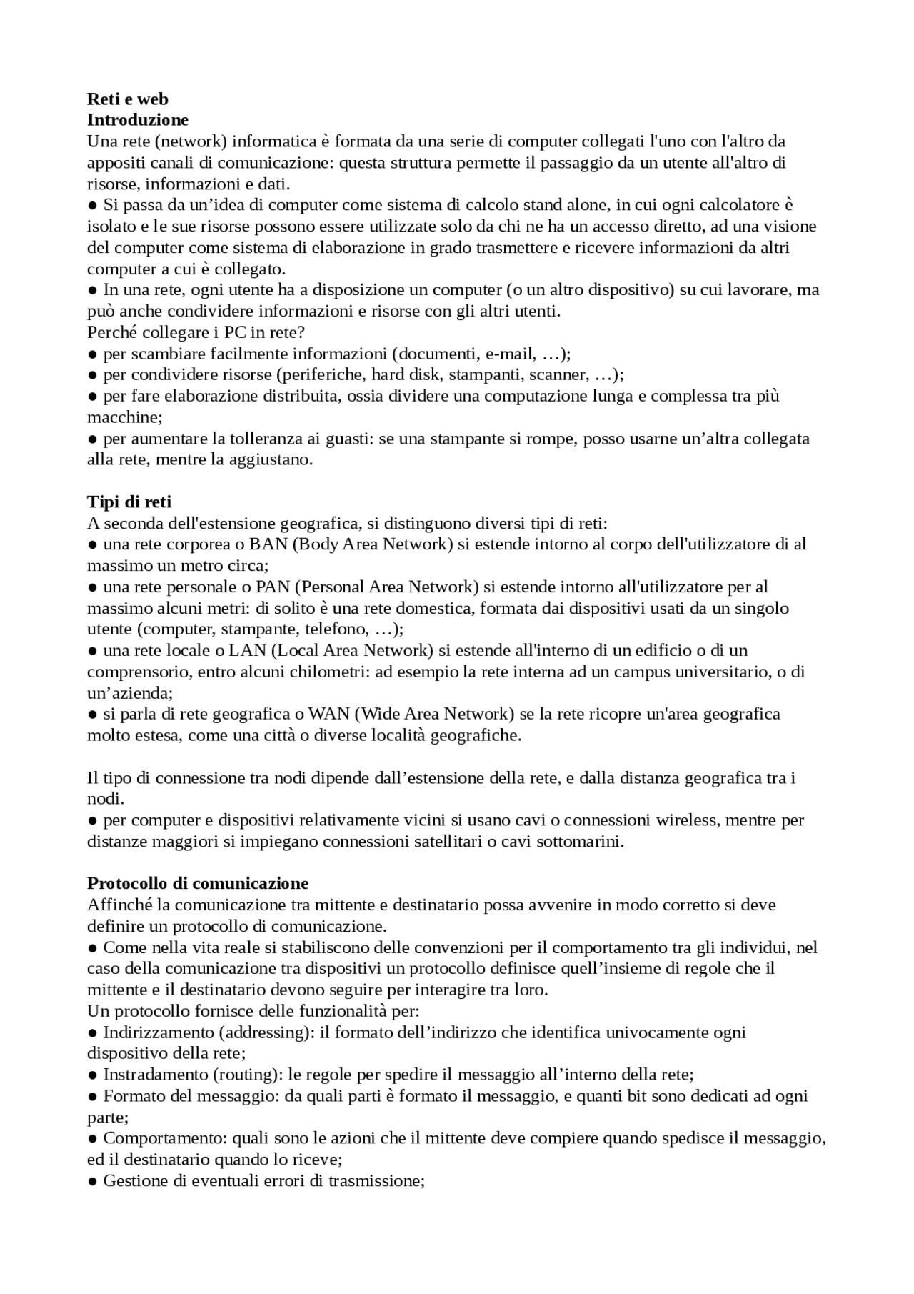 Informatica Reti E Web Docsity