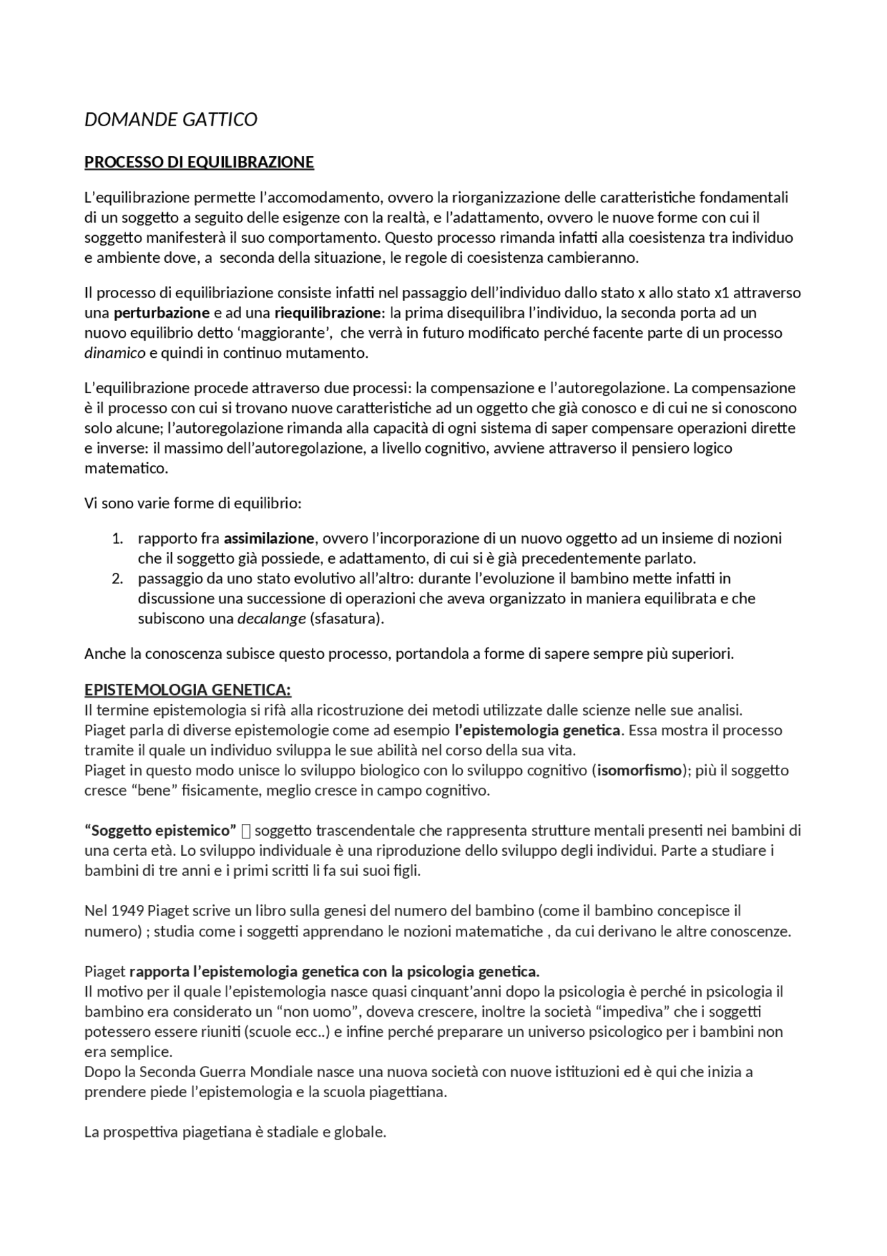 Domande E Risposte Psicologia Dello Sviluppo Docsity