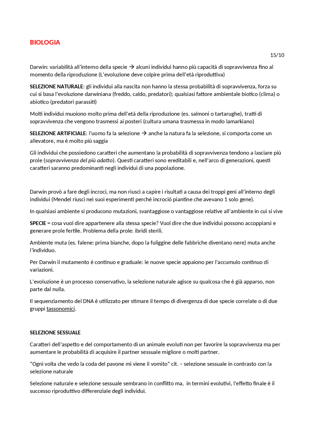 Appunti Di Biologia 1 Docsity