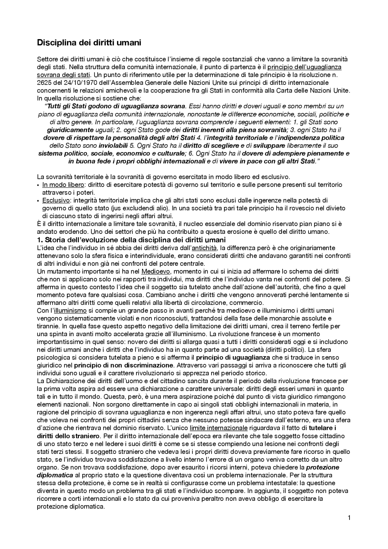 Diritto Internazionale Dei Diritti Umani Docsity