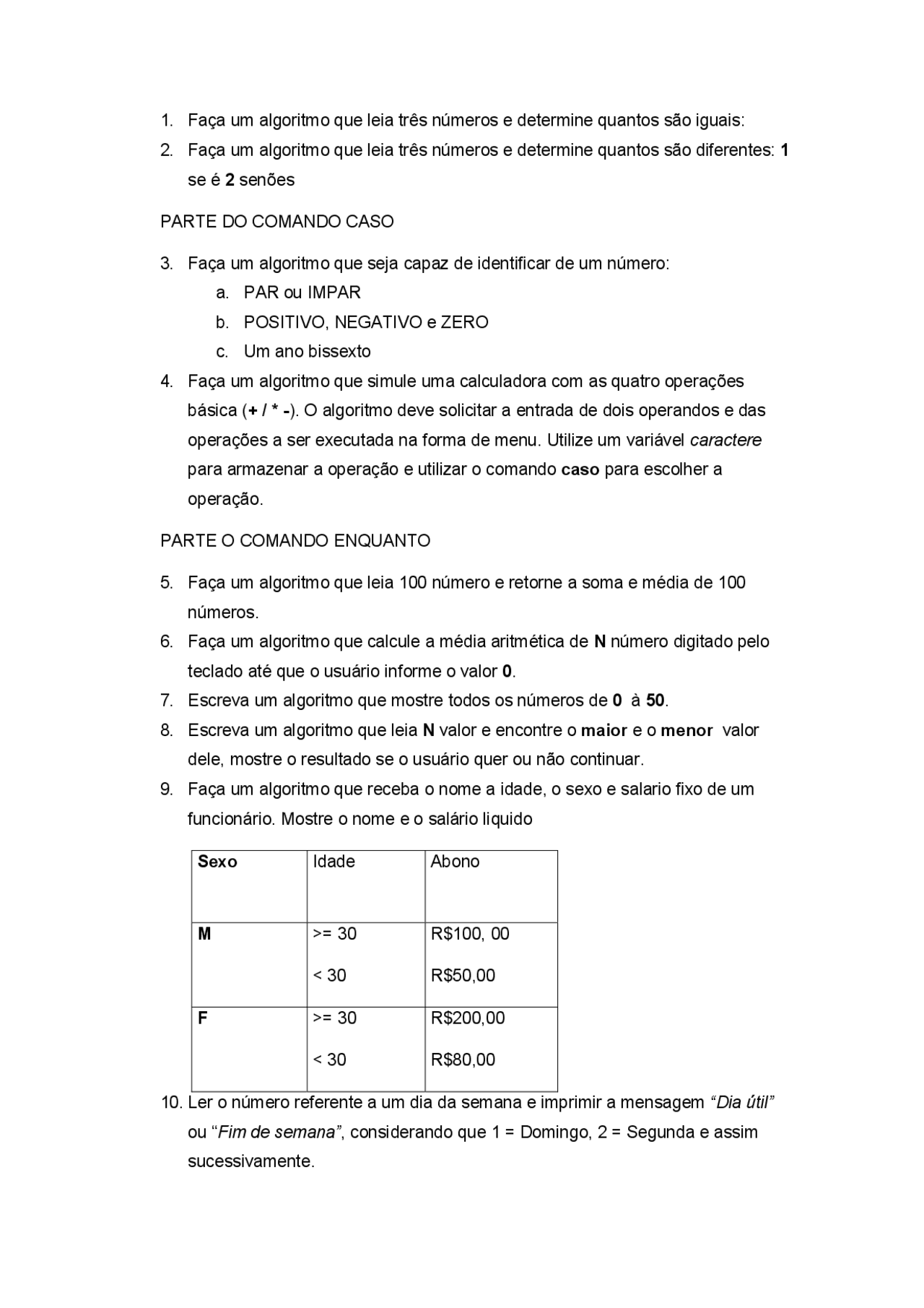 Atividade De Algoritmo Docsity