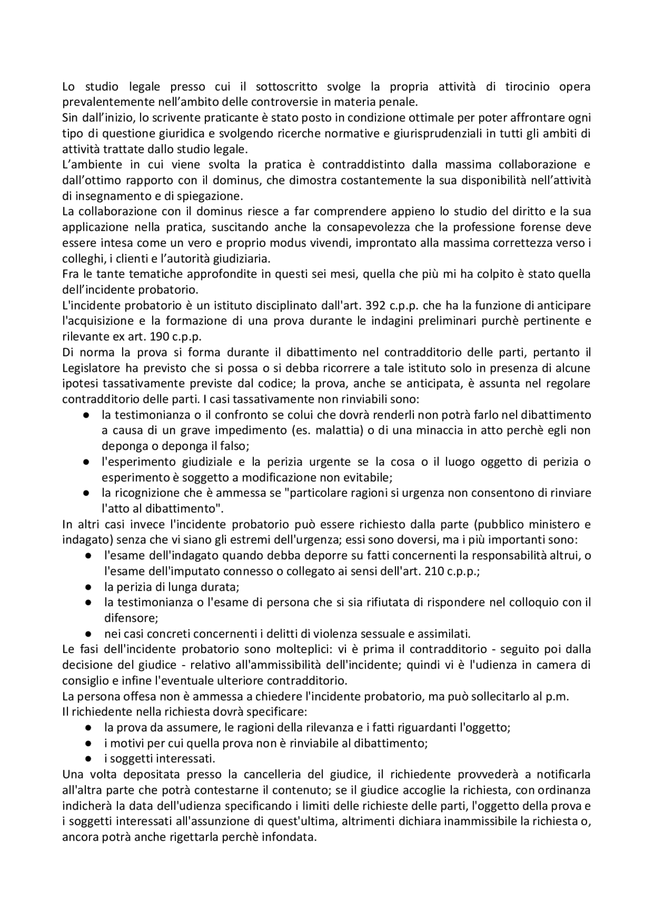 Esempio relazione fine semestre pratica forense | Formulari di Diritto ...