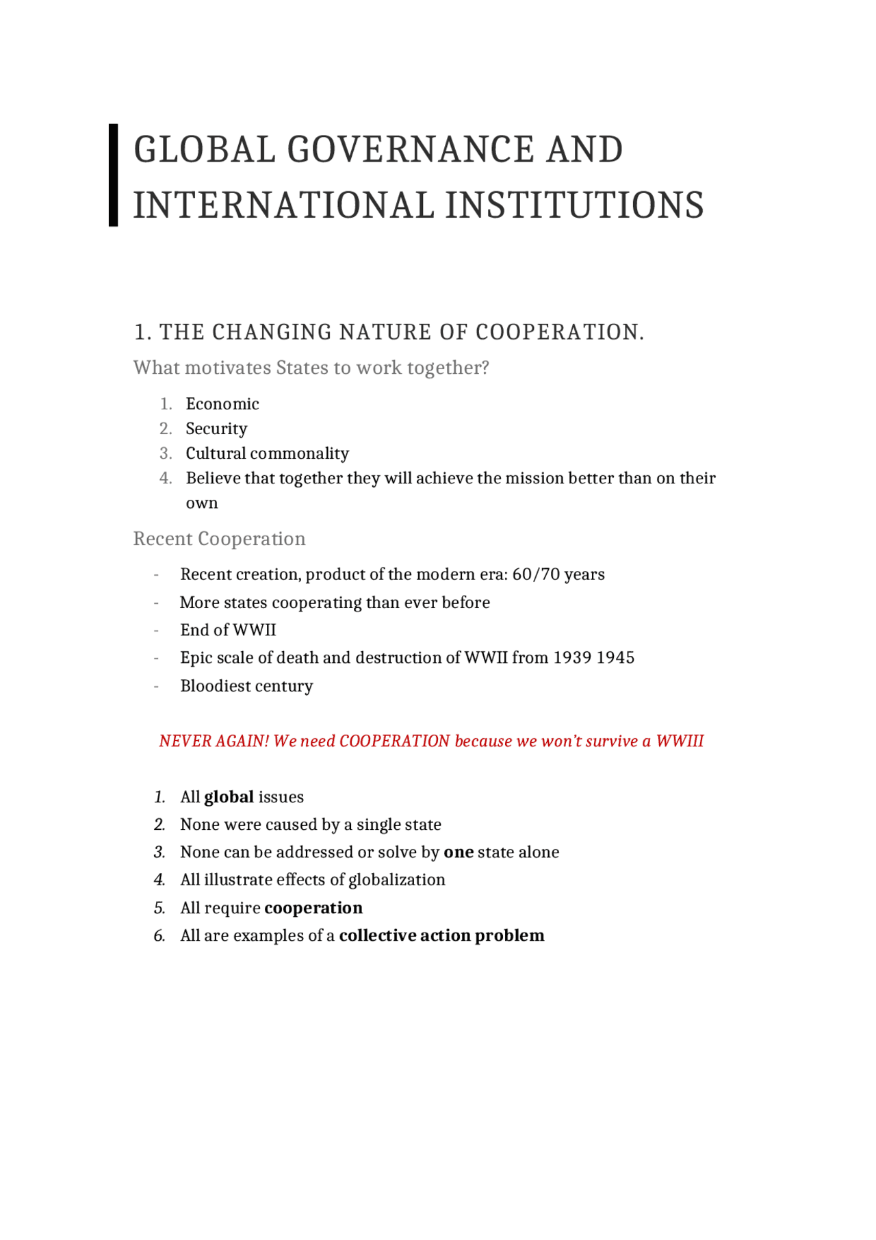Global Governance in International Relations - Docsity