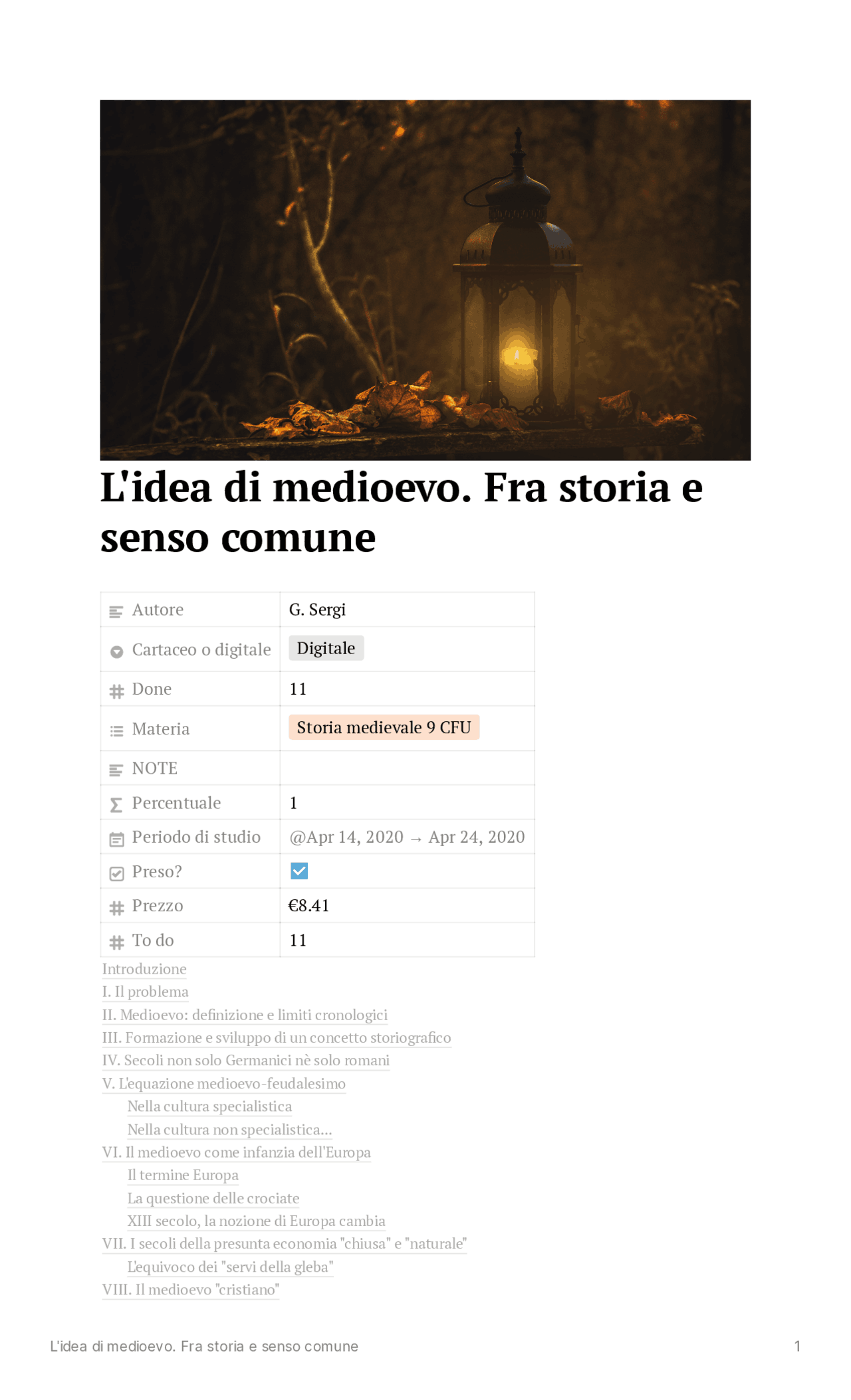 Giuseppe Sergi Lidea Di Medioevo Docsity
