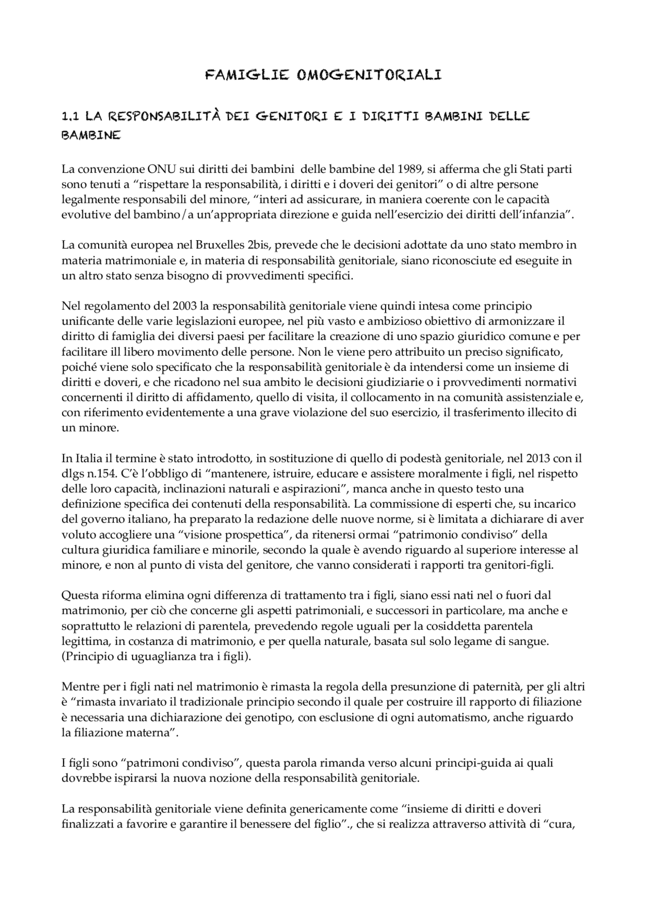 La Responsabilità Dei Genitori E I Diritti Dei Bambini E Delle Bambine