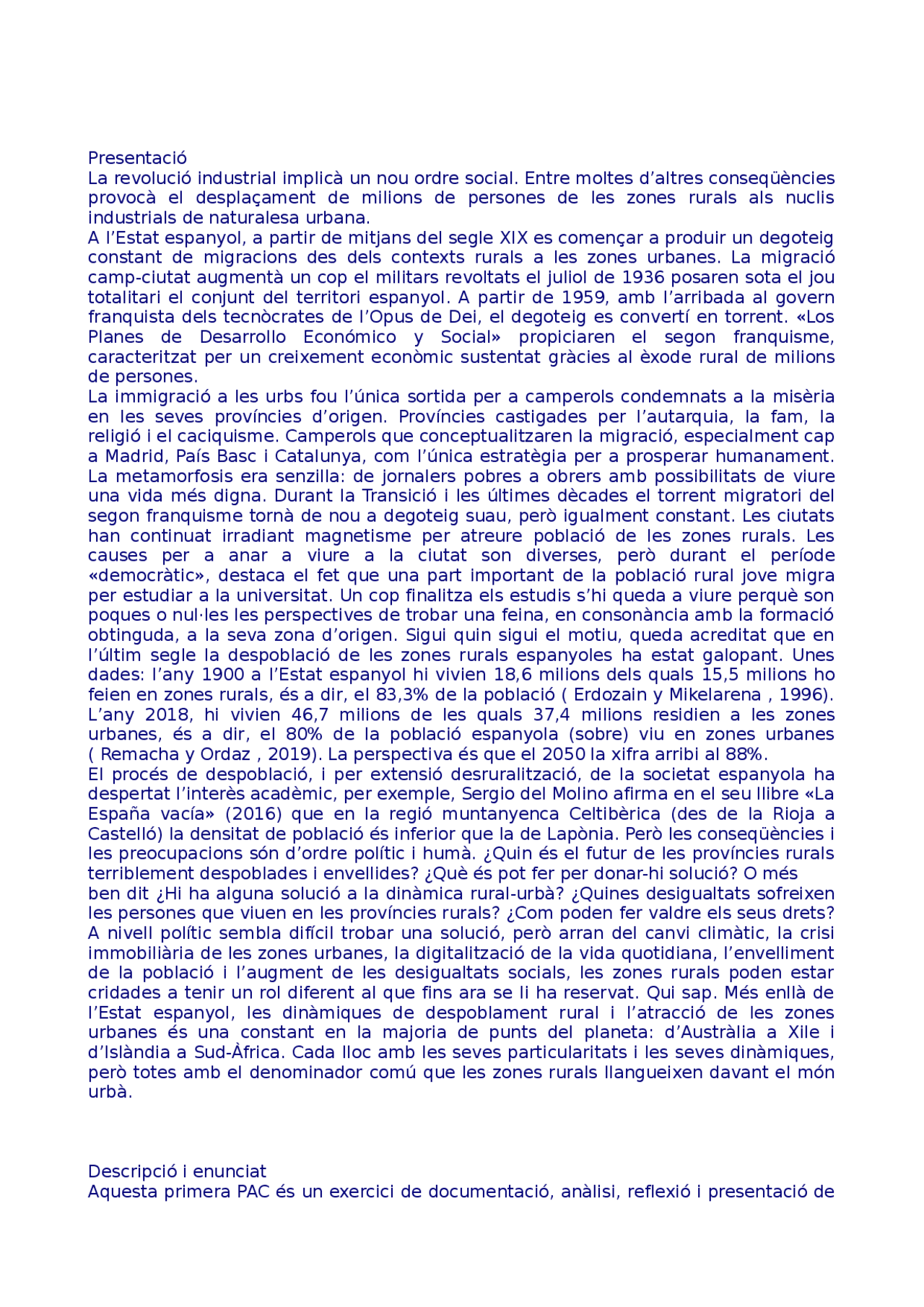 Pac 1 Acció Col·lectiva Uoc Docsity