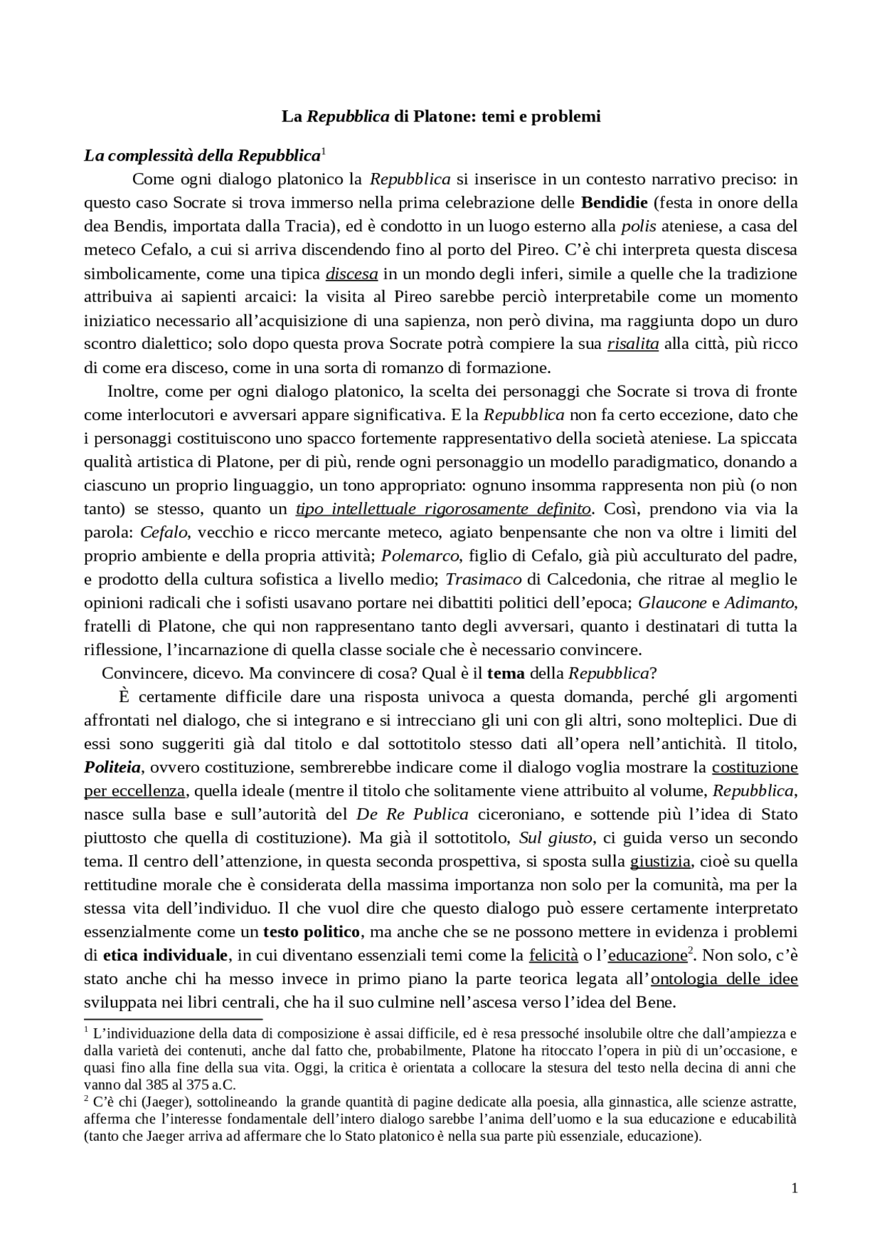 La Repubblica Di Platone Docsity