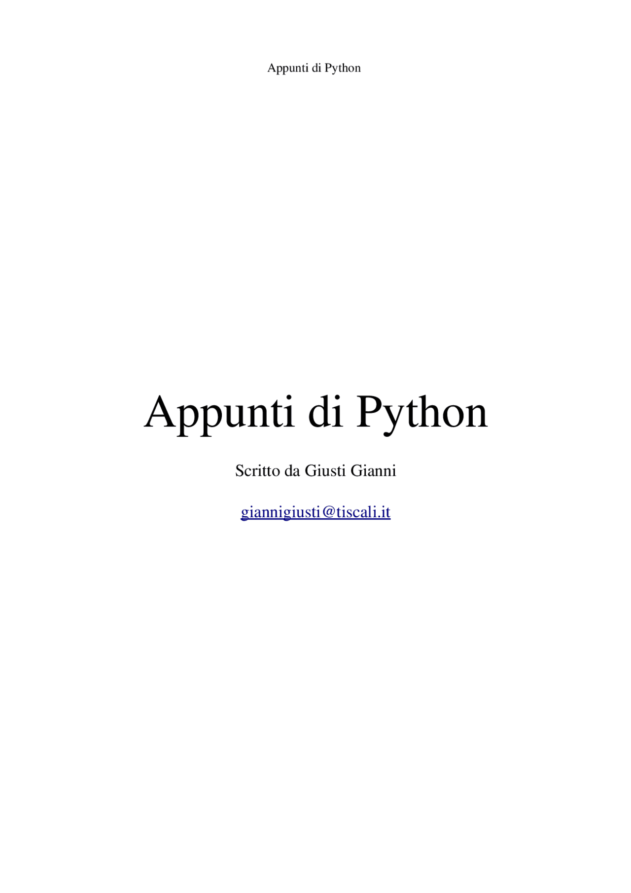 Appunti Di Python Di Riassunto Docsity