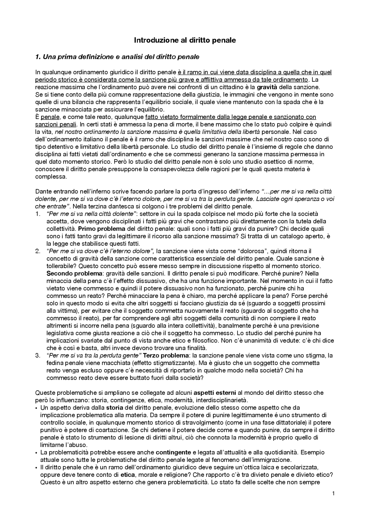 Parte Introduttiva Diritto Penale Docsity