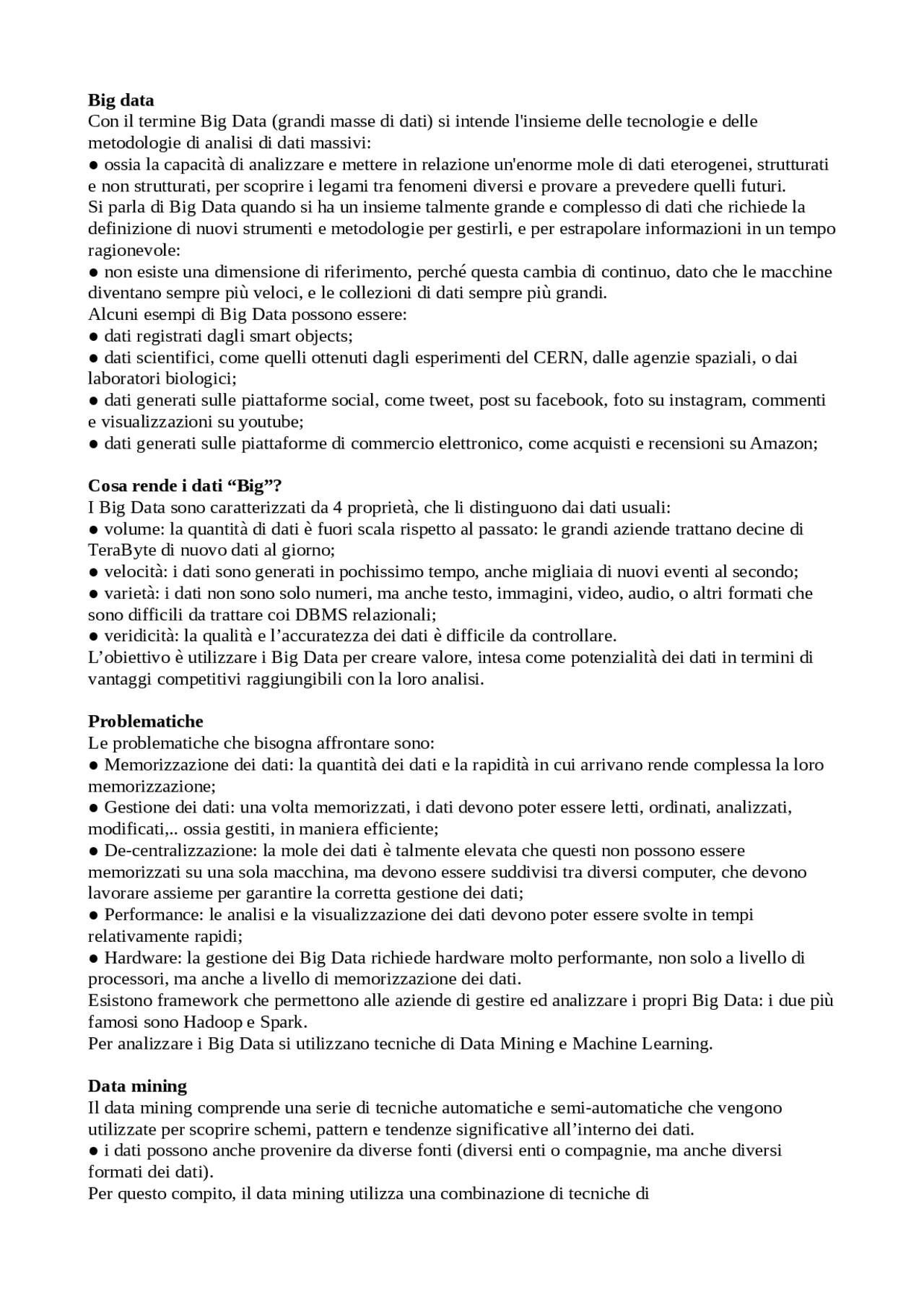 Informatica E Big Data Docsity