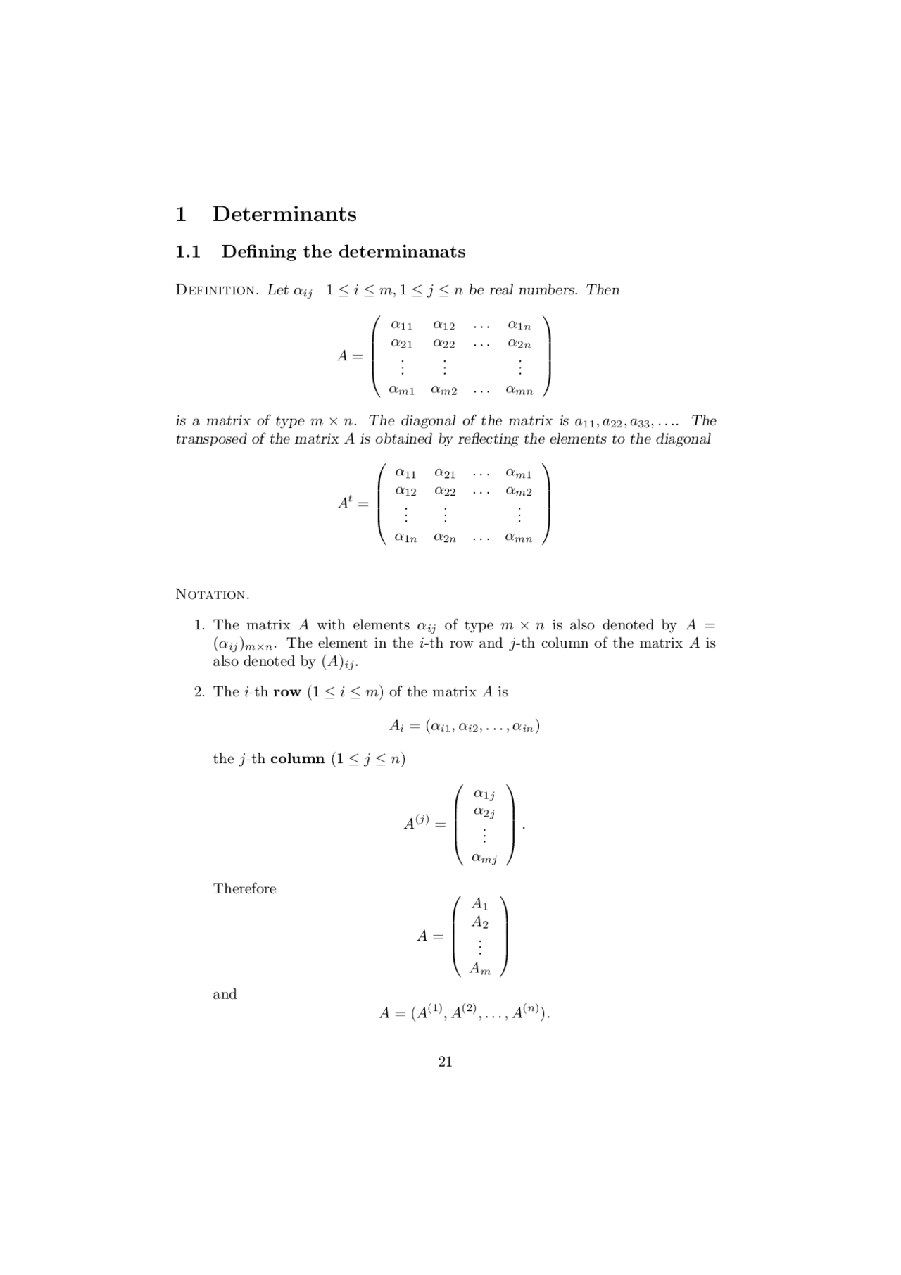 Summary of linear algebra 1 - Docsity