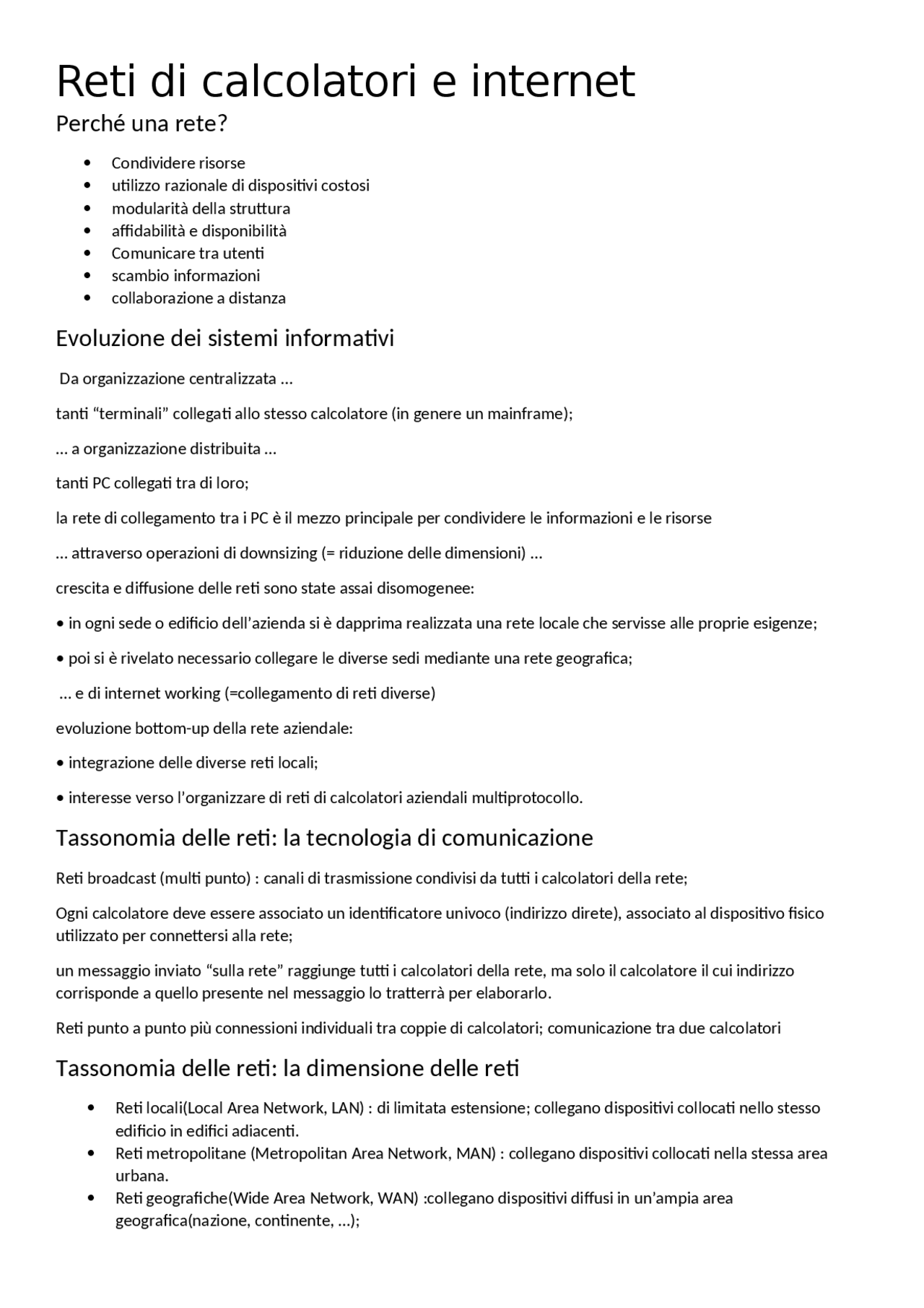 Reti Calcolatori E Internet Informatica Docsity