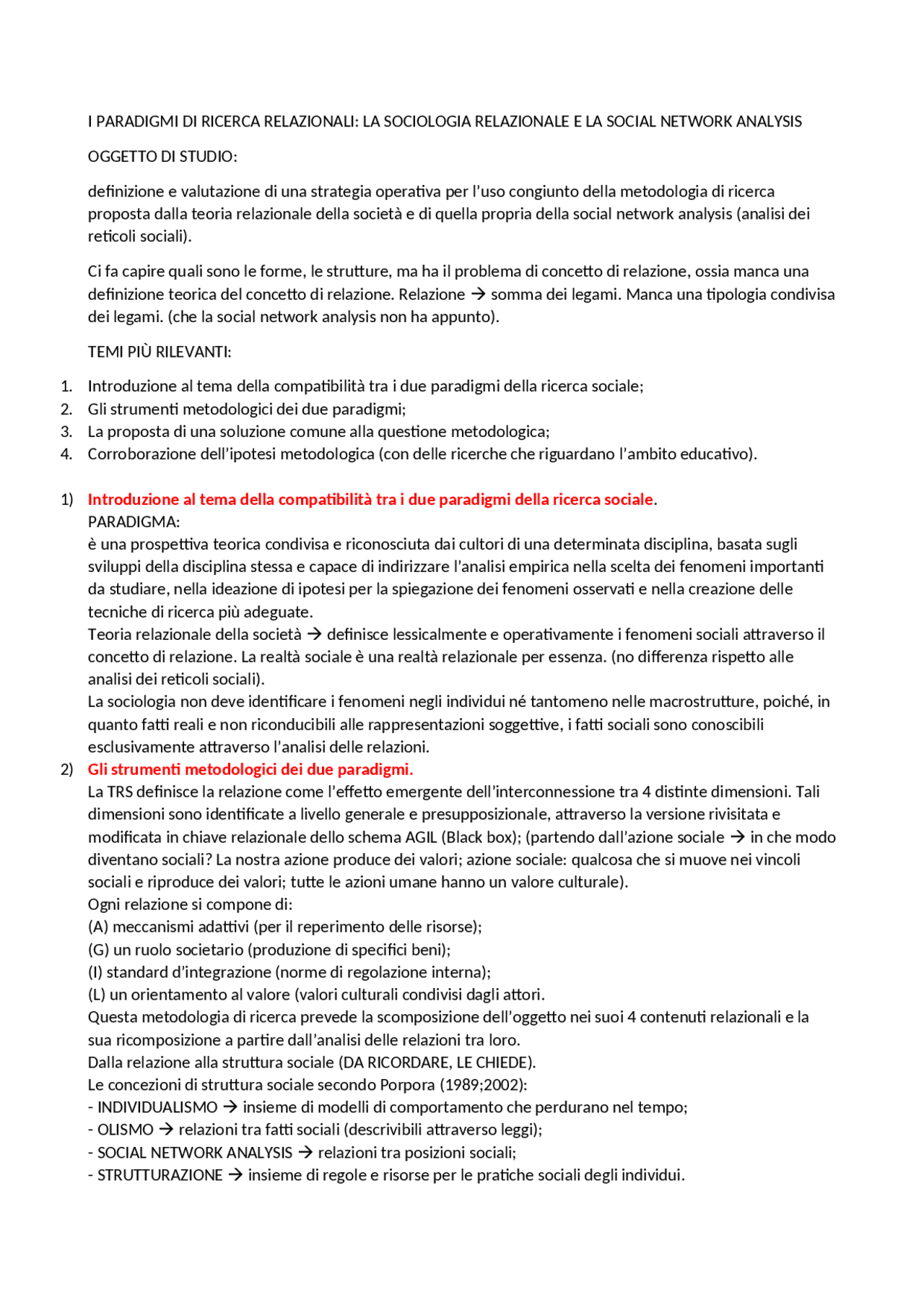 Social Network Analysis Riassunto Docsity