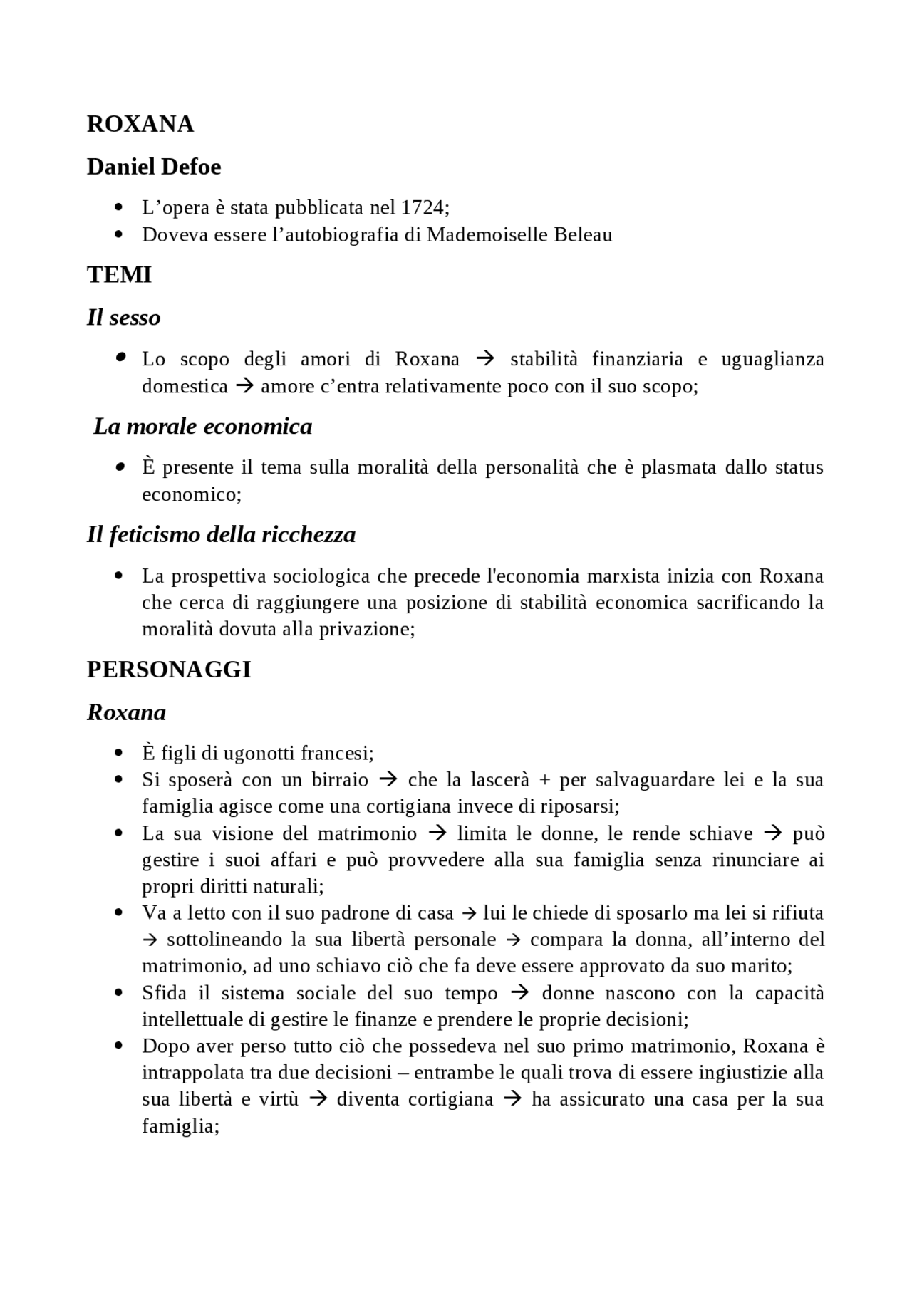 ROXANA - DANIEL DEFOE - Docsity