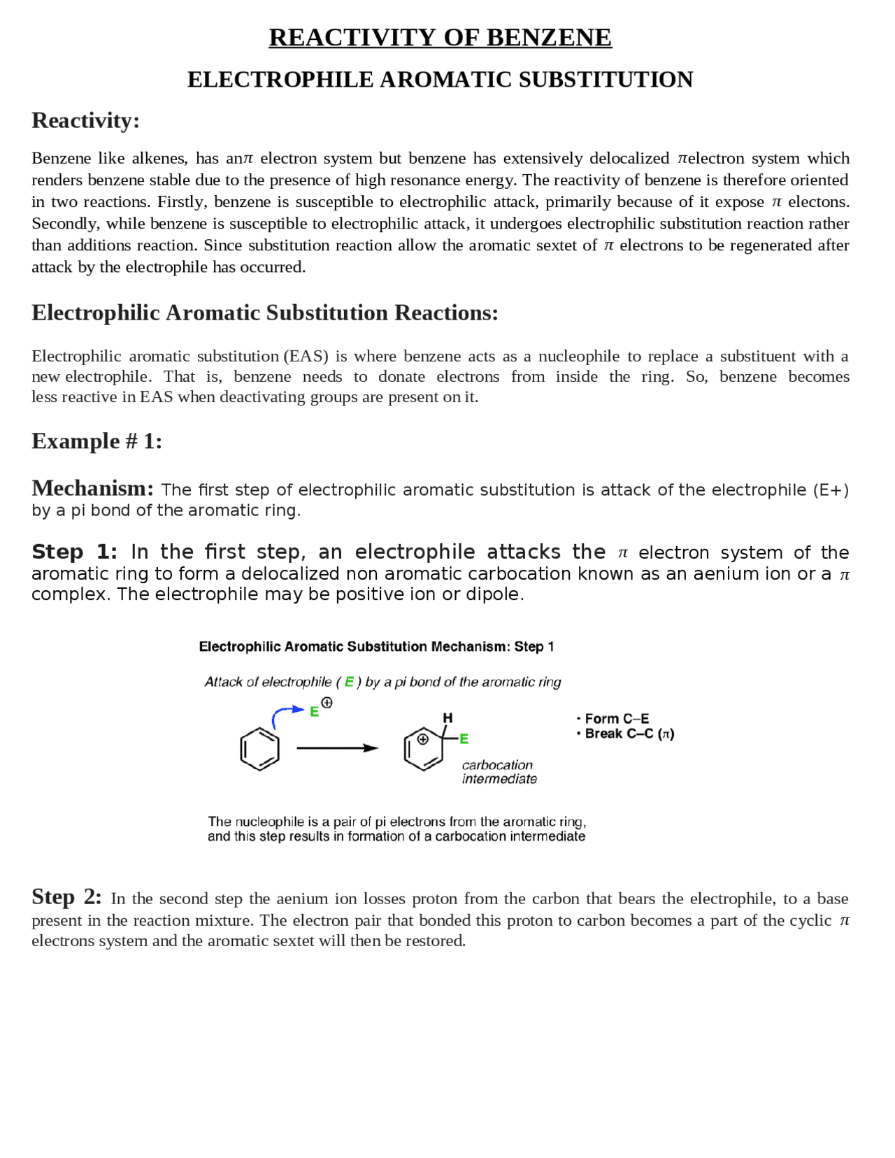 Reactivity Of Benzene Assignments Biochemistry Docsity