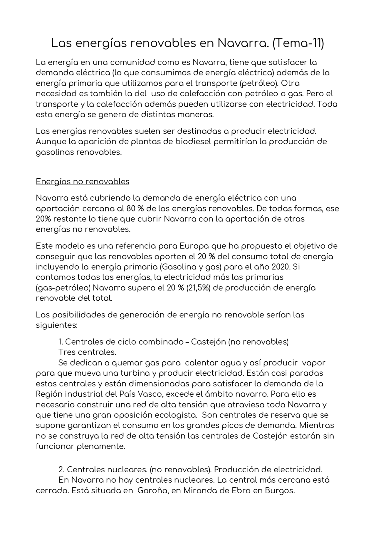 EnergÍas Renovables En Navarra Docsity