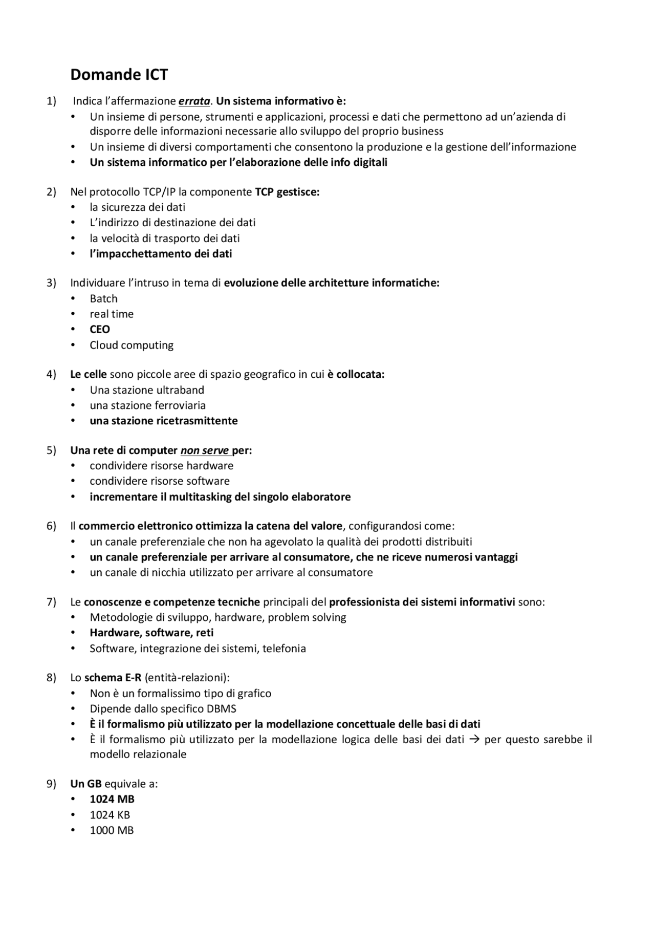 Sistemi Informativi E Trend Digitali Domande Riassuntive Cmp Primo