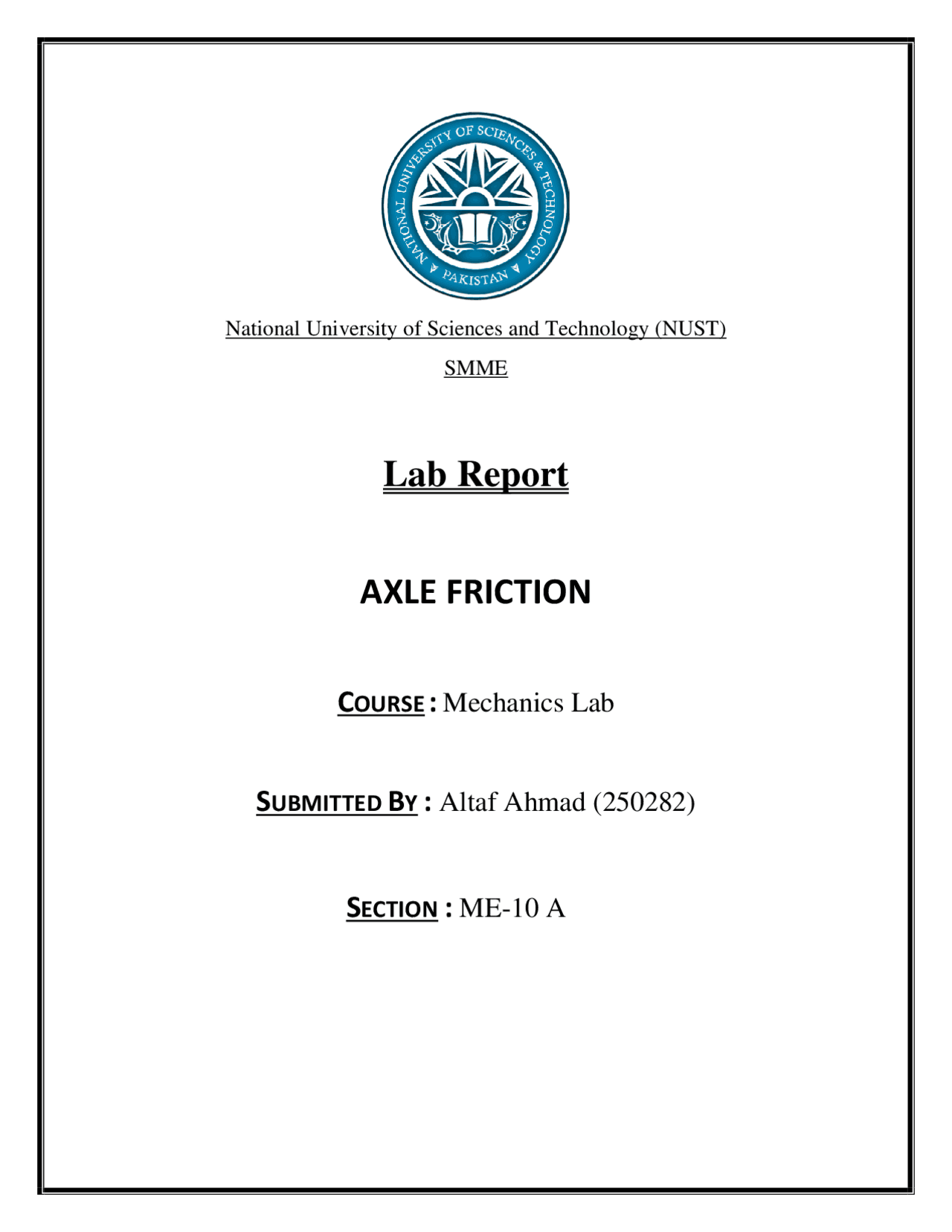 Lab Report Axle Friction Engineering Dynamics Lab Reports Dynamics