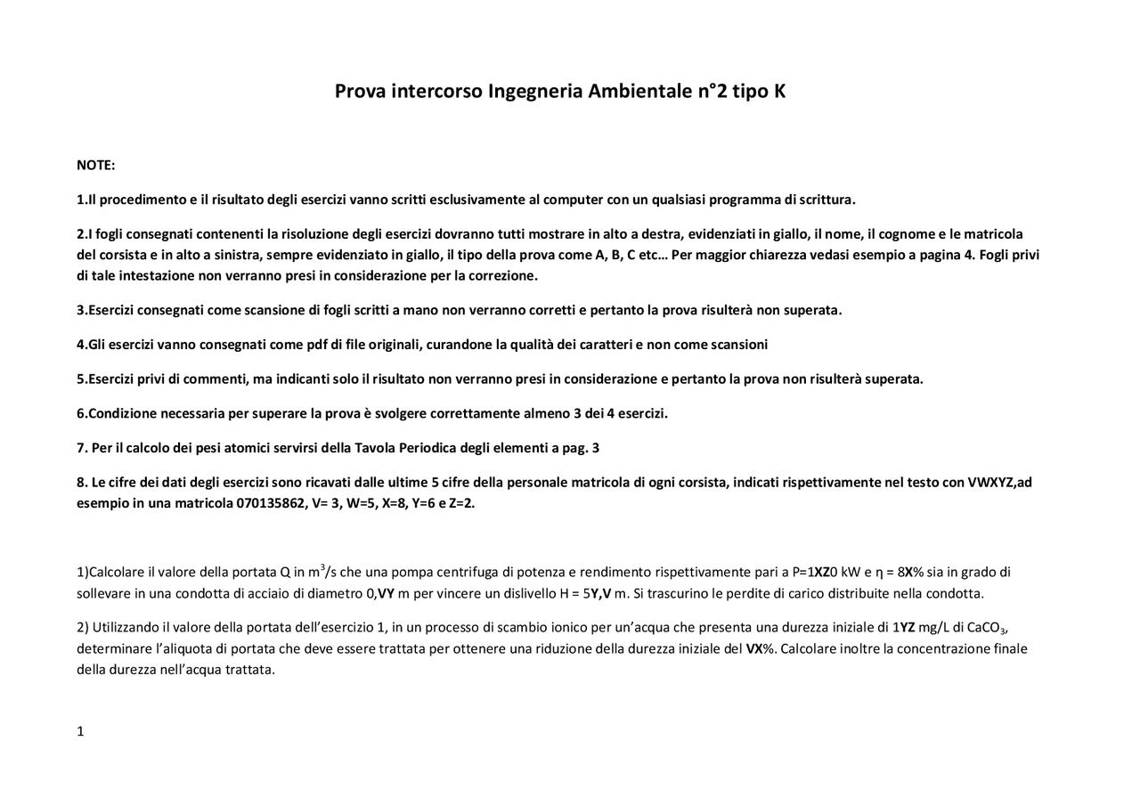 Ingegneria Ambientale Docsity