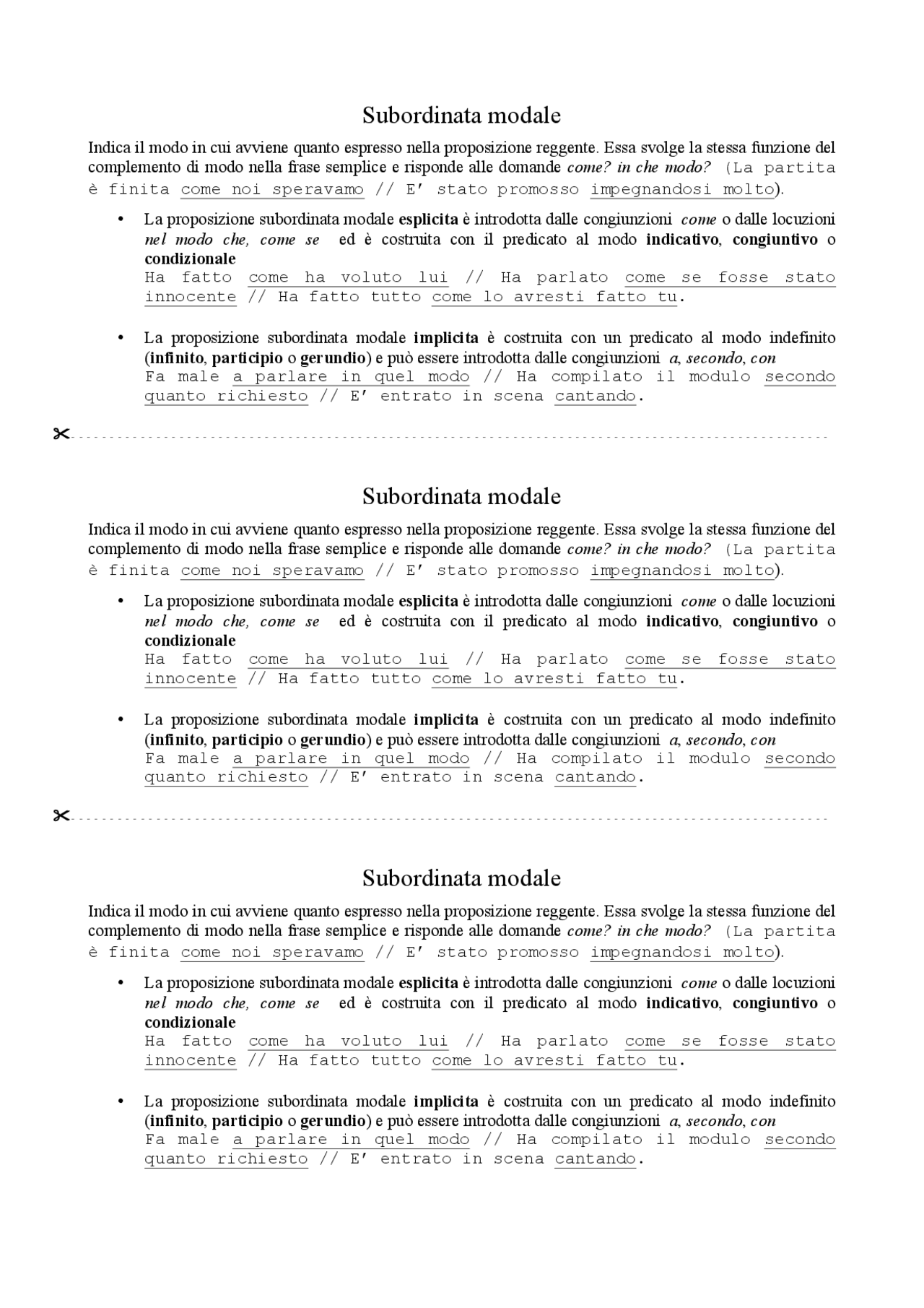 Le subordinate modali - Docsity