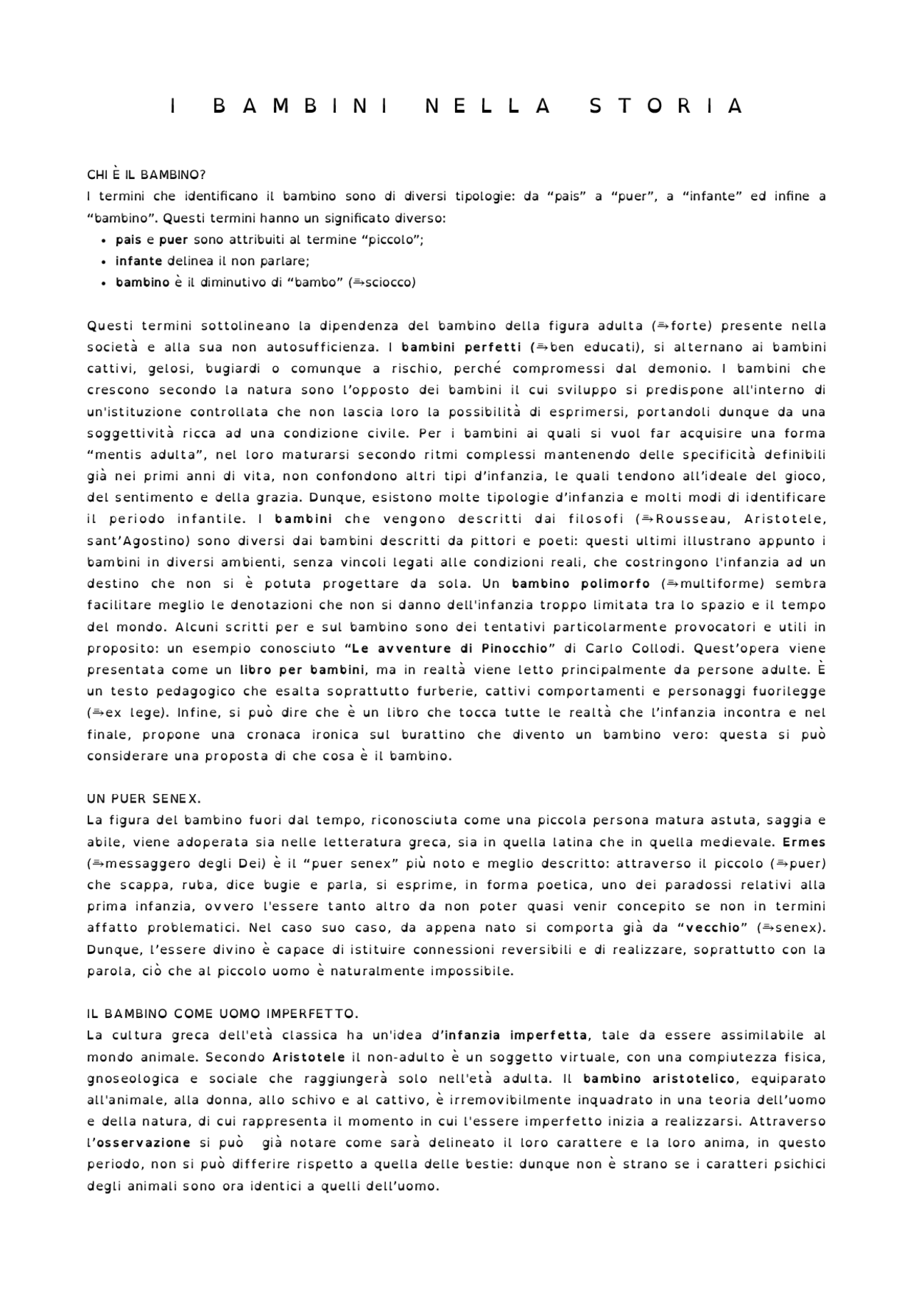 I Bambini Nella Storia Docsity