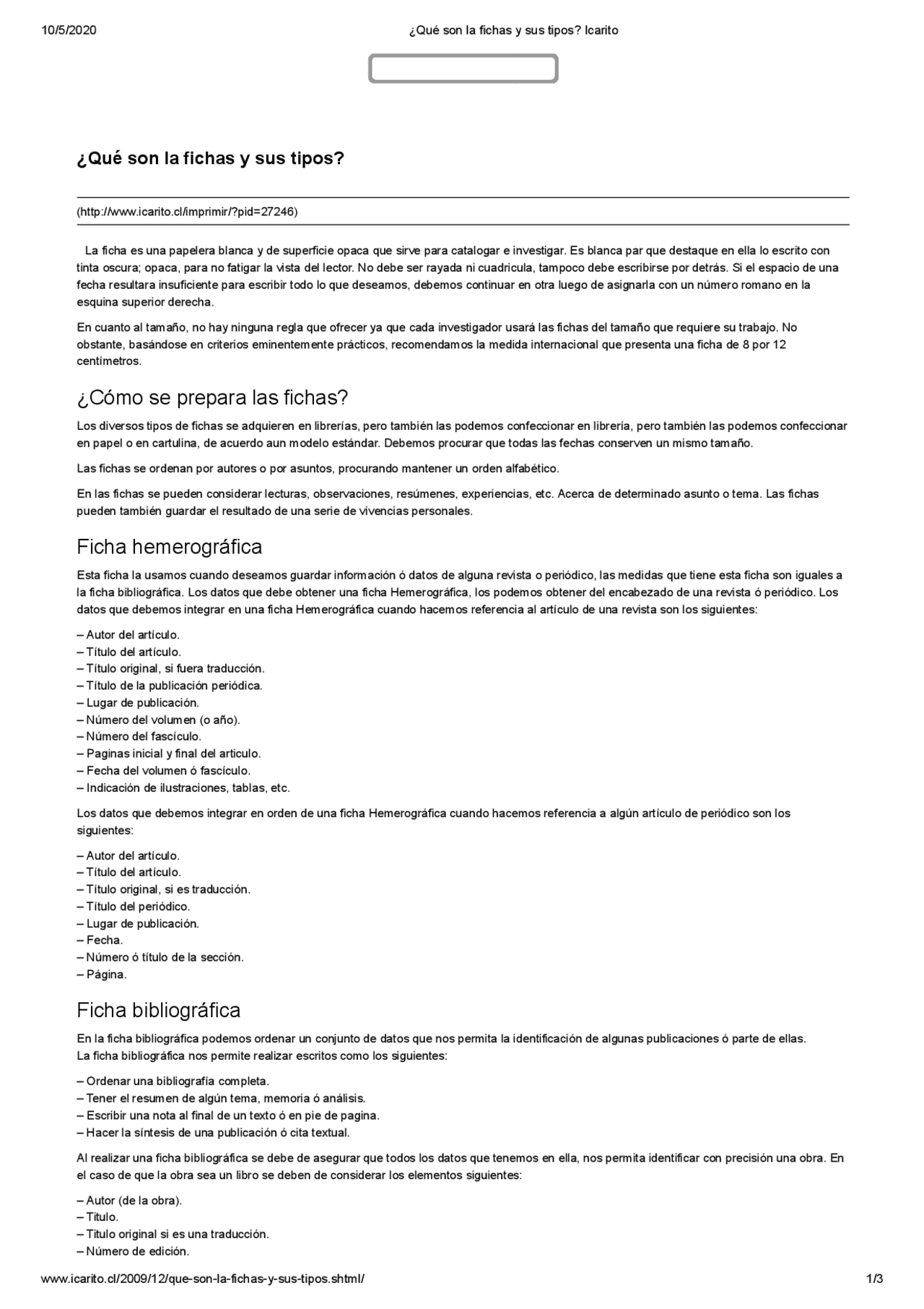 ¿Qué son la fichas y sus tipos? - Docsity