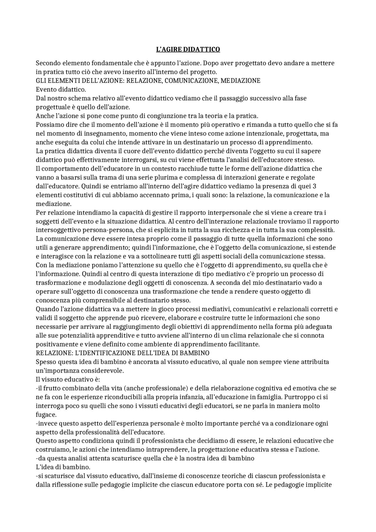 Agire Didattico 1 Didattica Generale Docsity