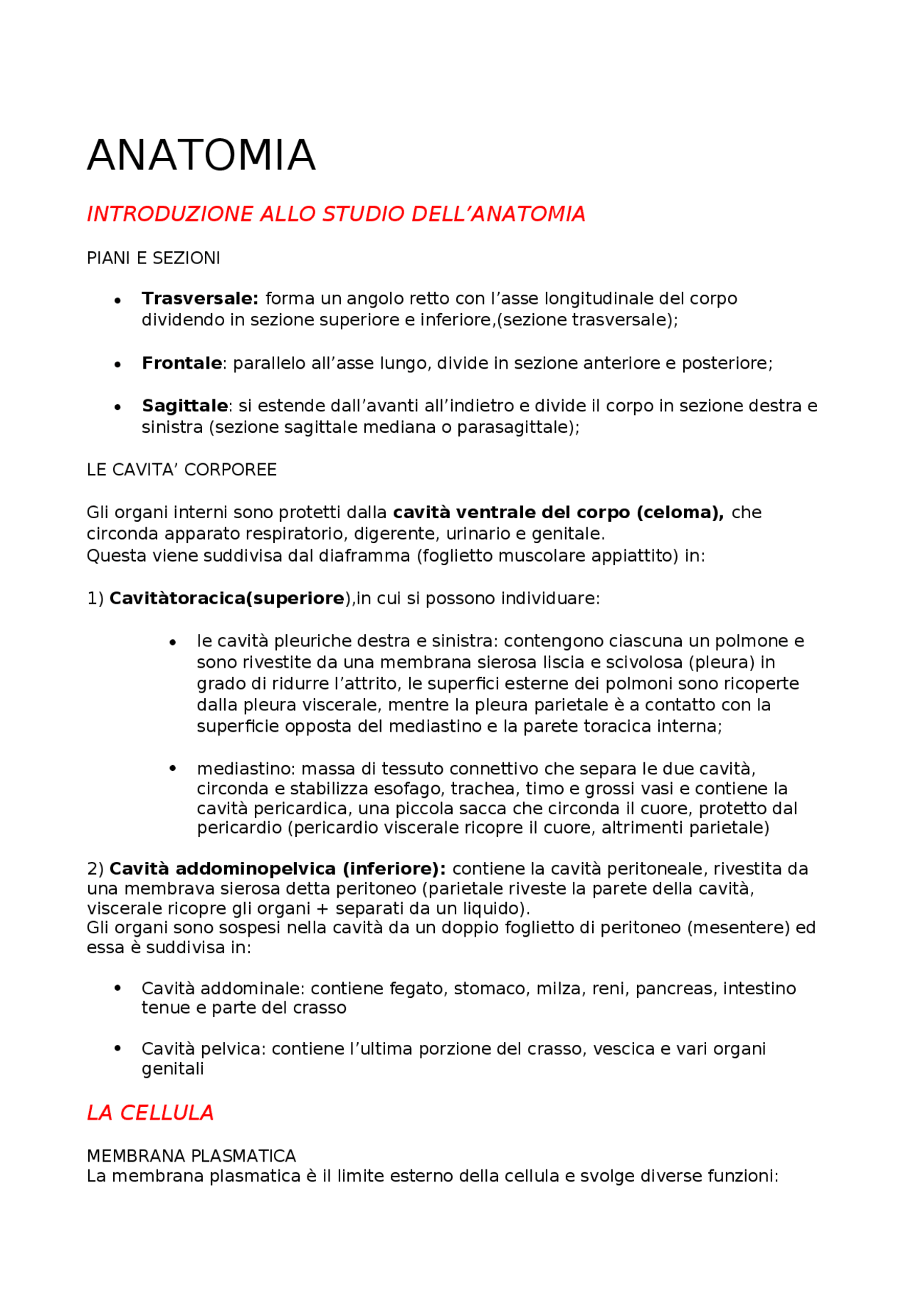 Anatomia Riassunto Martini Docsity