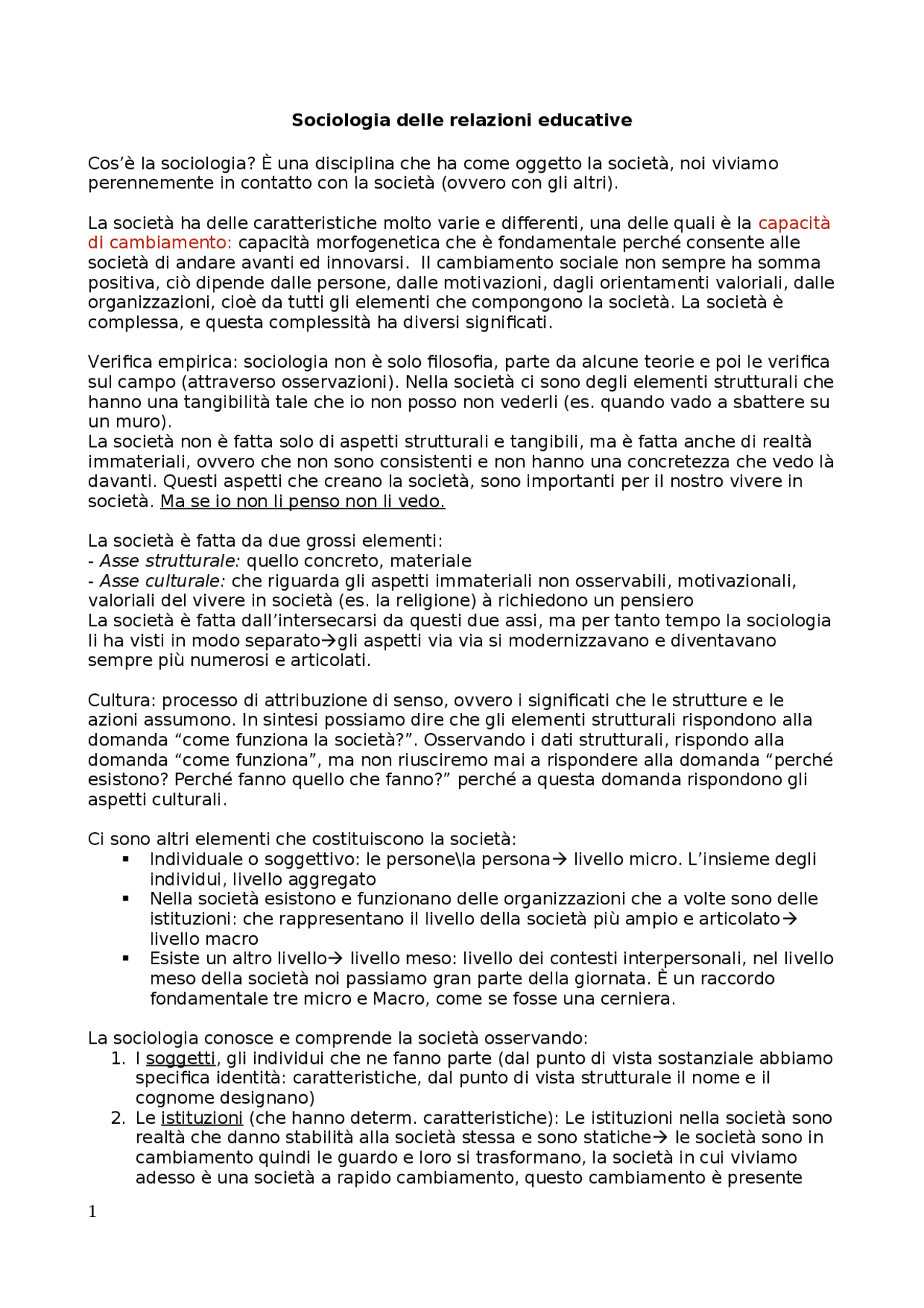 Sociologia Delle Relazioni Educative Docsity