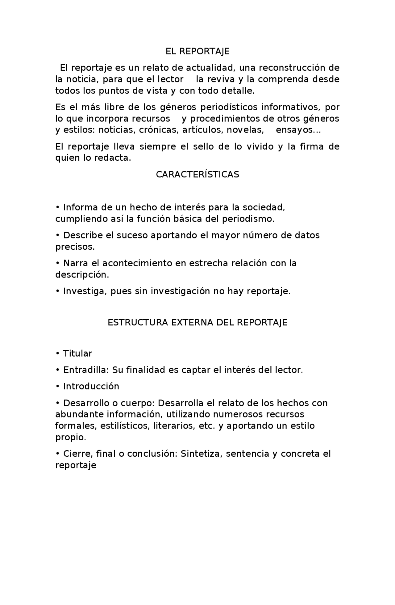 Elementos del reportaje - Docsity