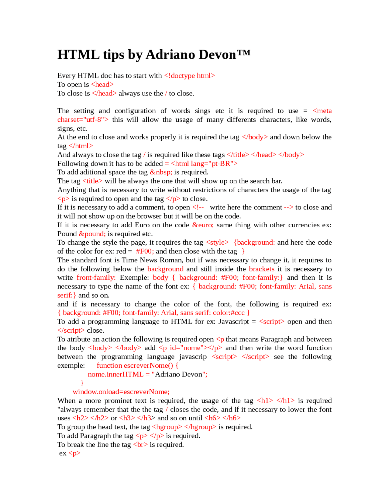 Html Tipsdicas De Html Docsity