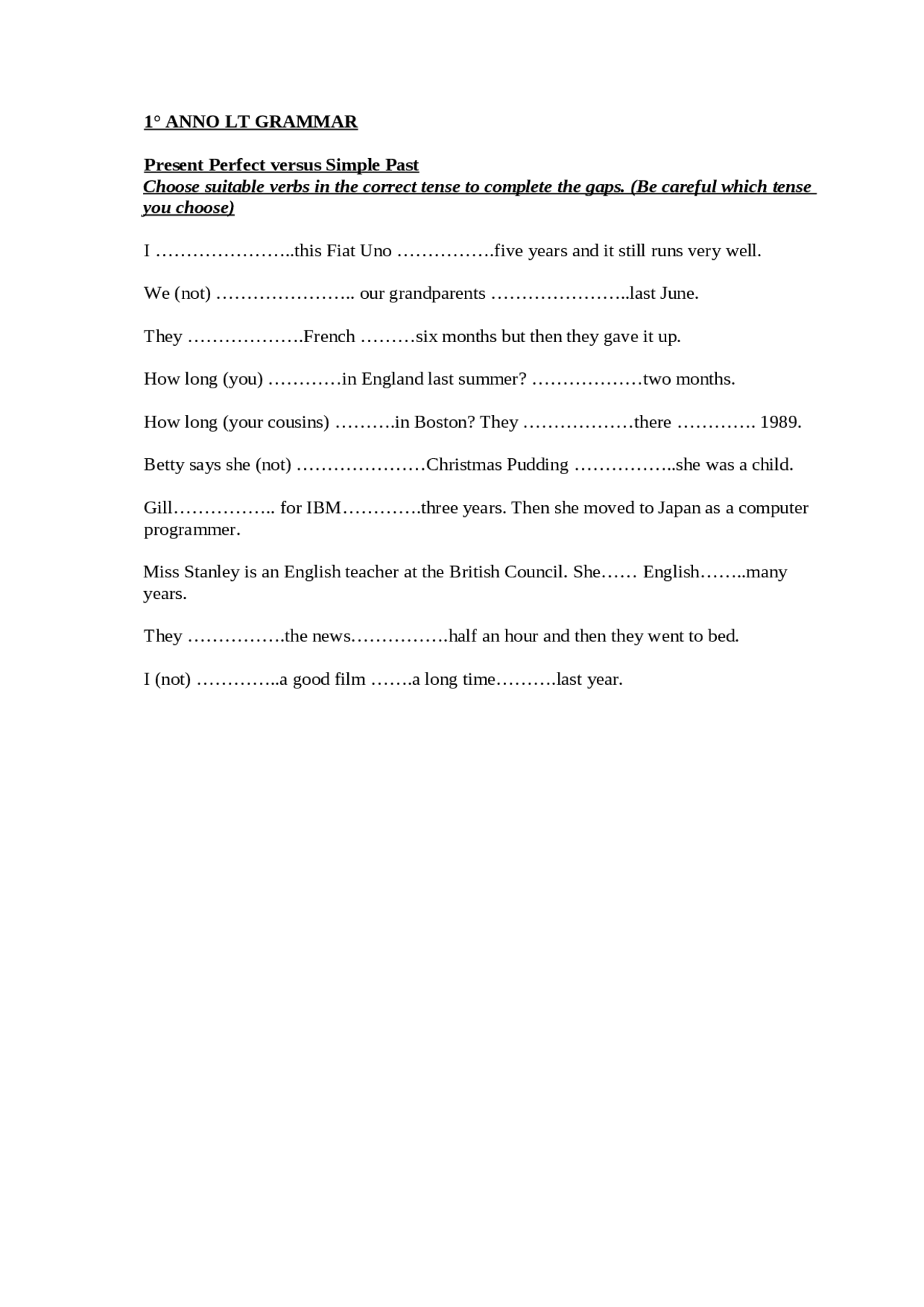 Appunti Grammatica Inglese Docsity