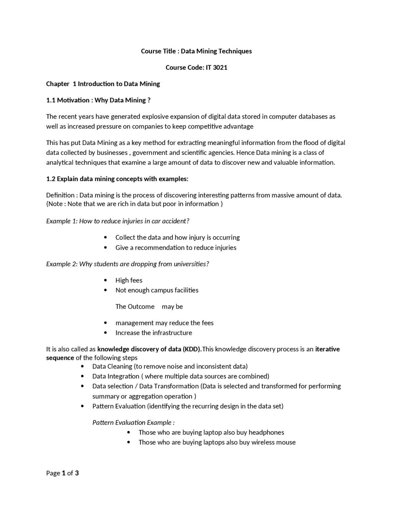 Introduction to Data Mining - Docsity