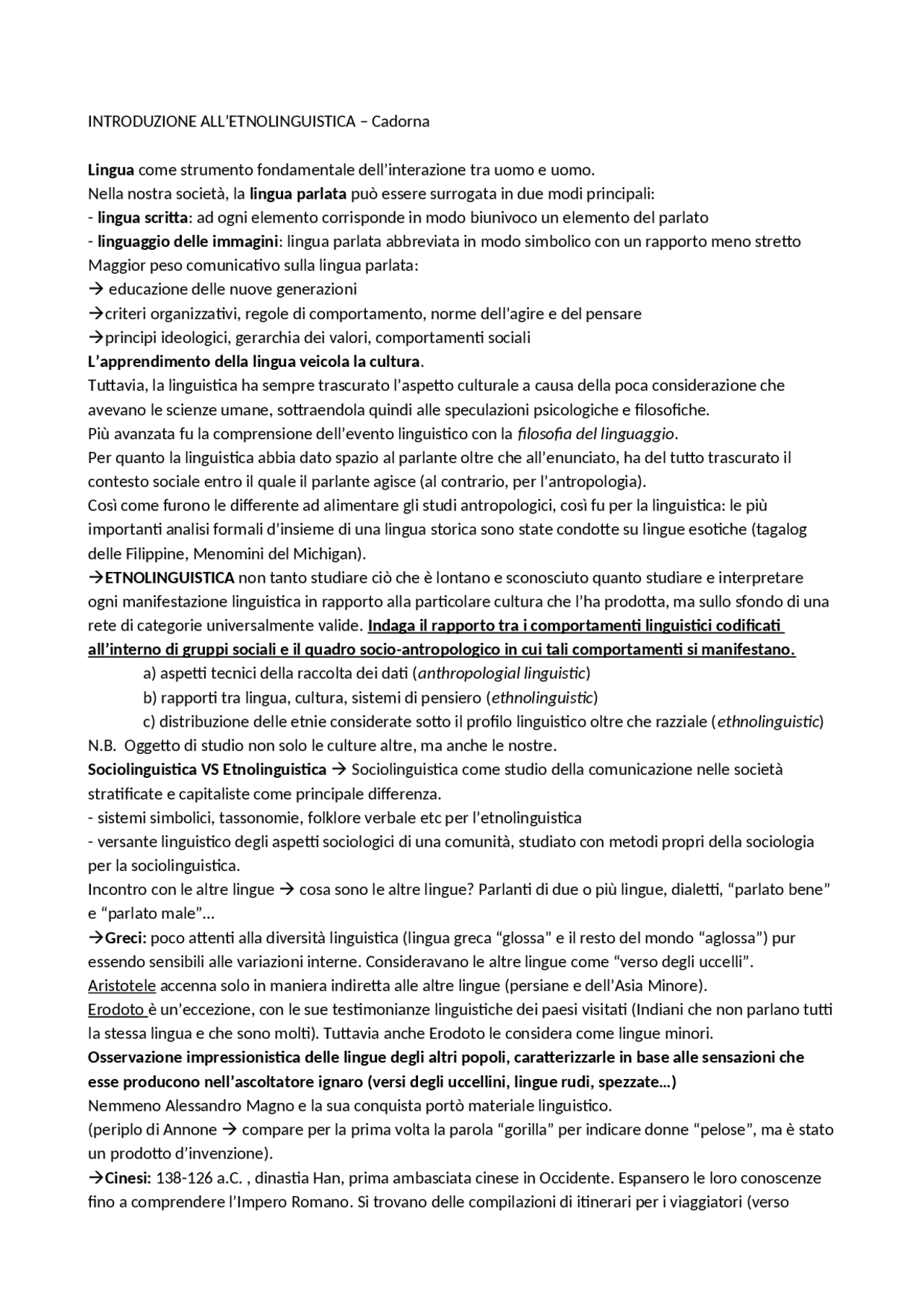 Riassunto Introduzione Alletnolinguistica Docsity