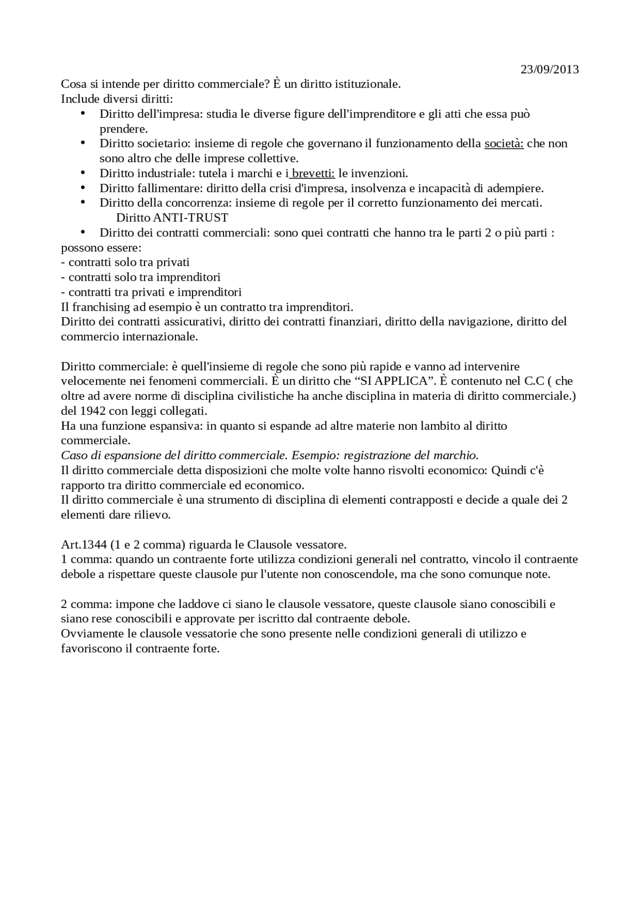Appunti Di Diritto Commerciale Docsity