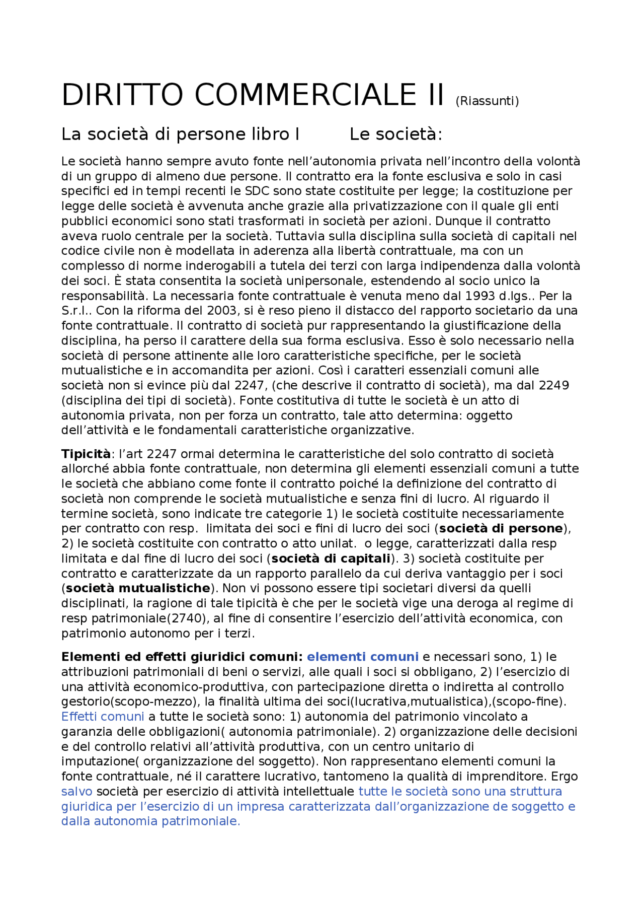 Riassunti Diritto Commerciale Ii Docsity