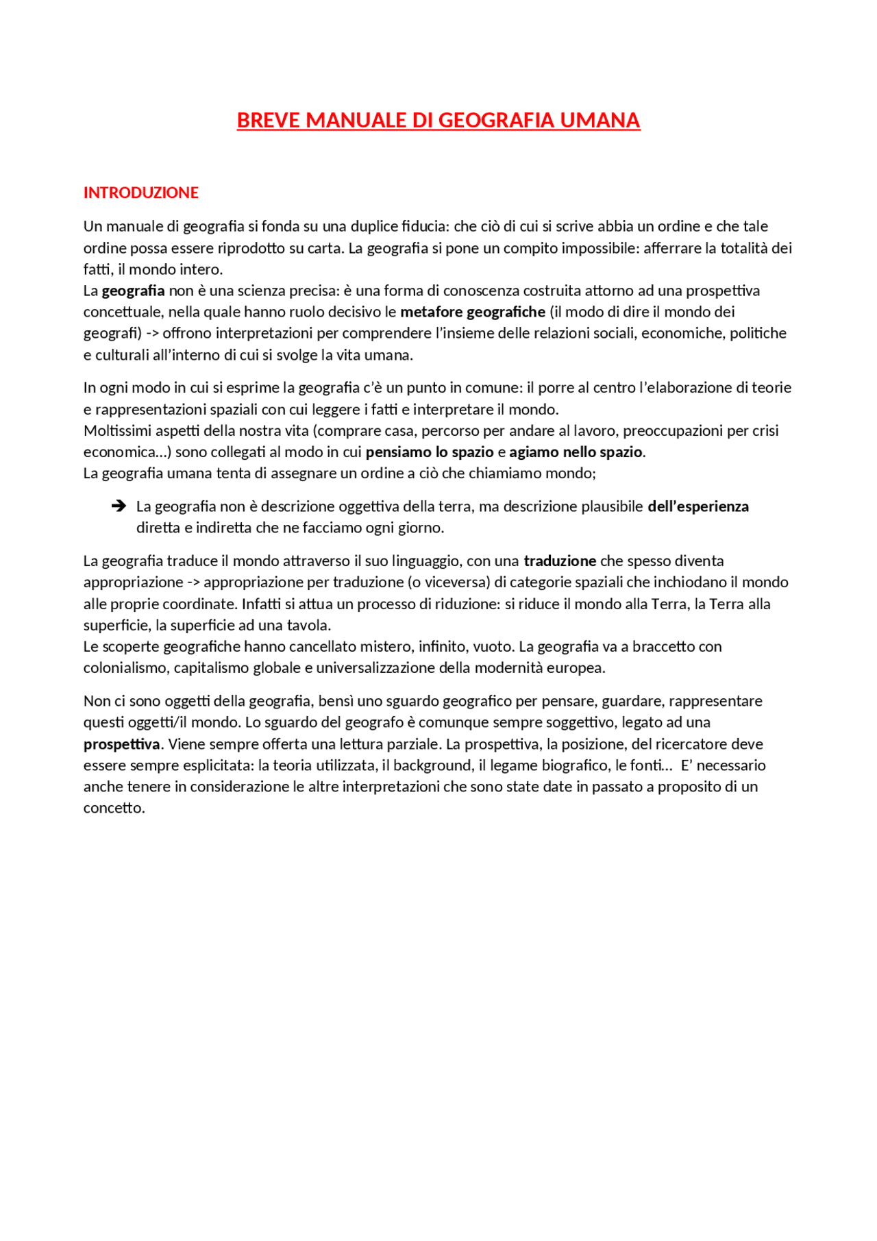 Breve Manuale Di Geografia Umana Minca Docsity