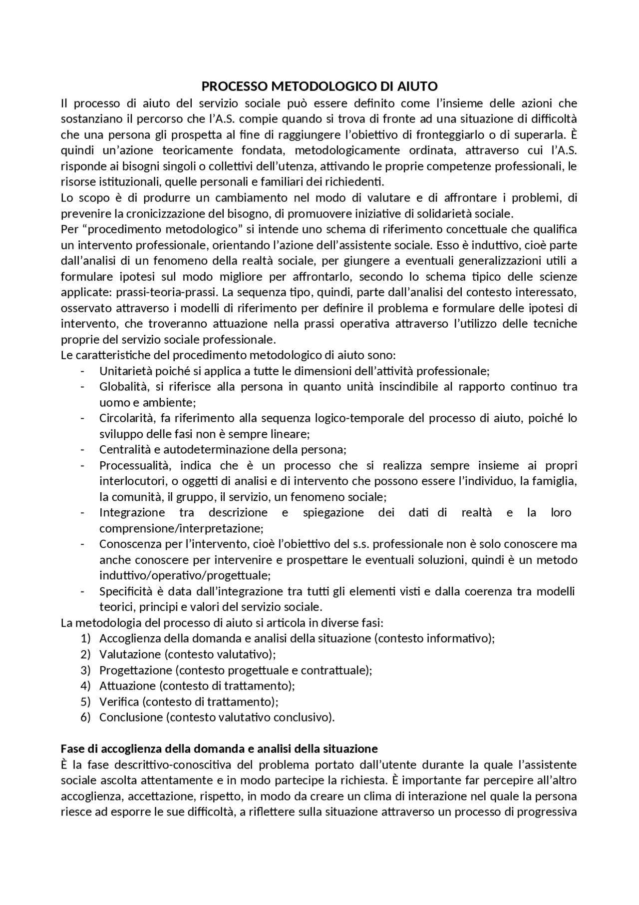 Il Processo Di Aiuto Nel Servizio Sociale Docsity