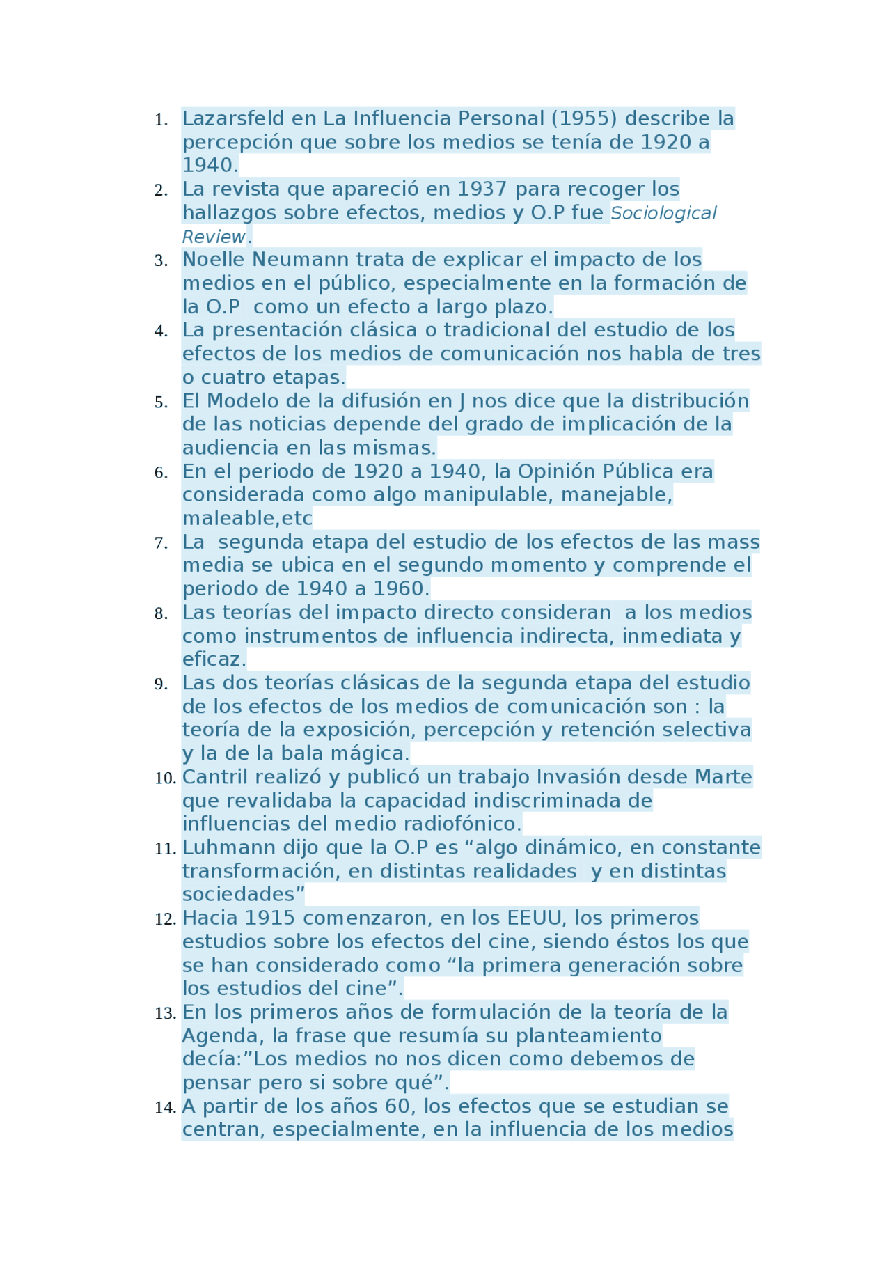 Test Autoevaluación Opinión Pública Docsity