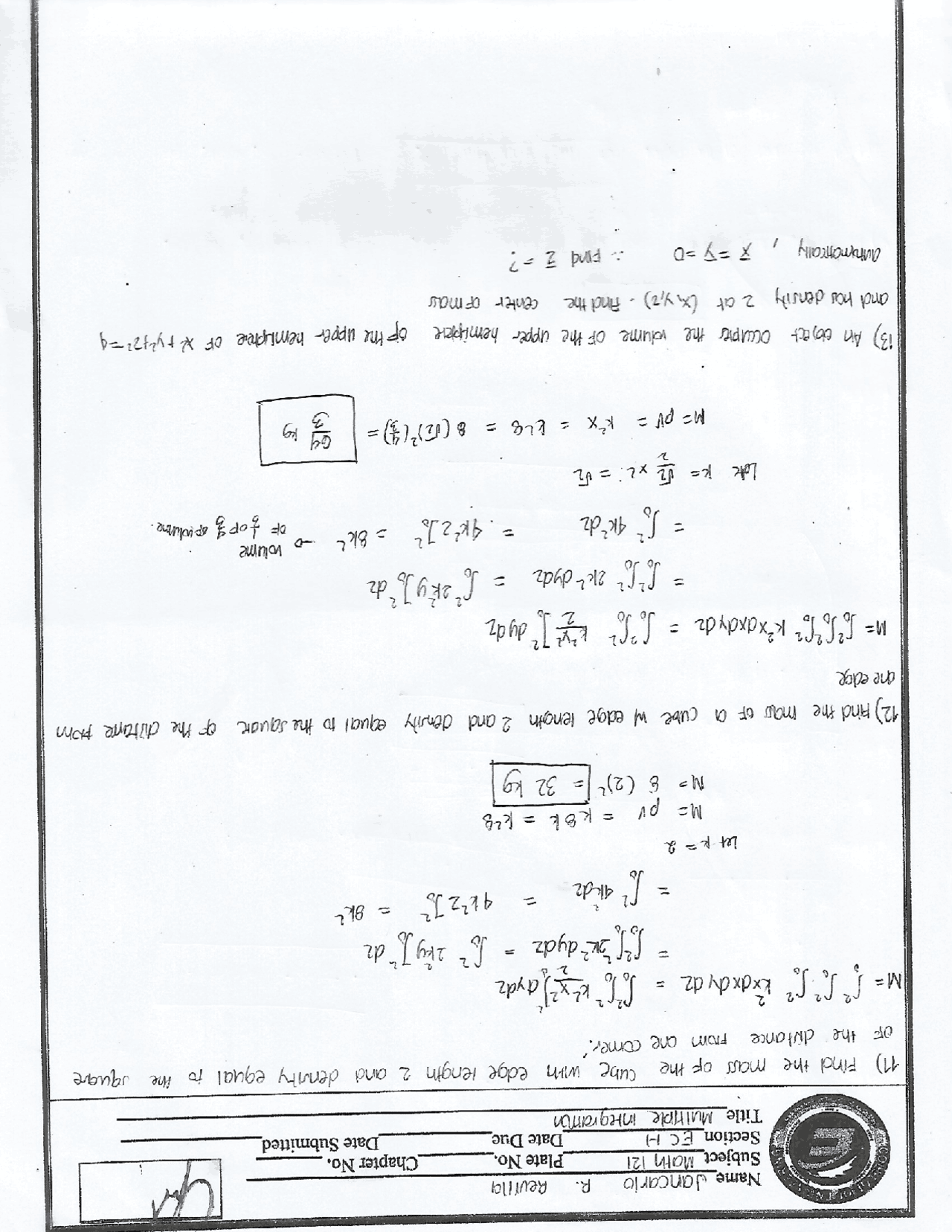Integral Calculus Solved Problems Docsity