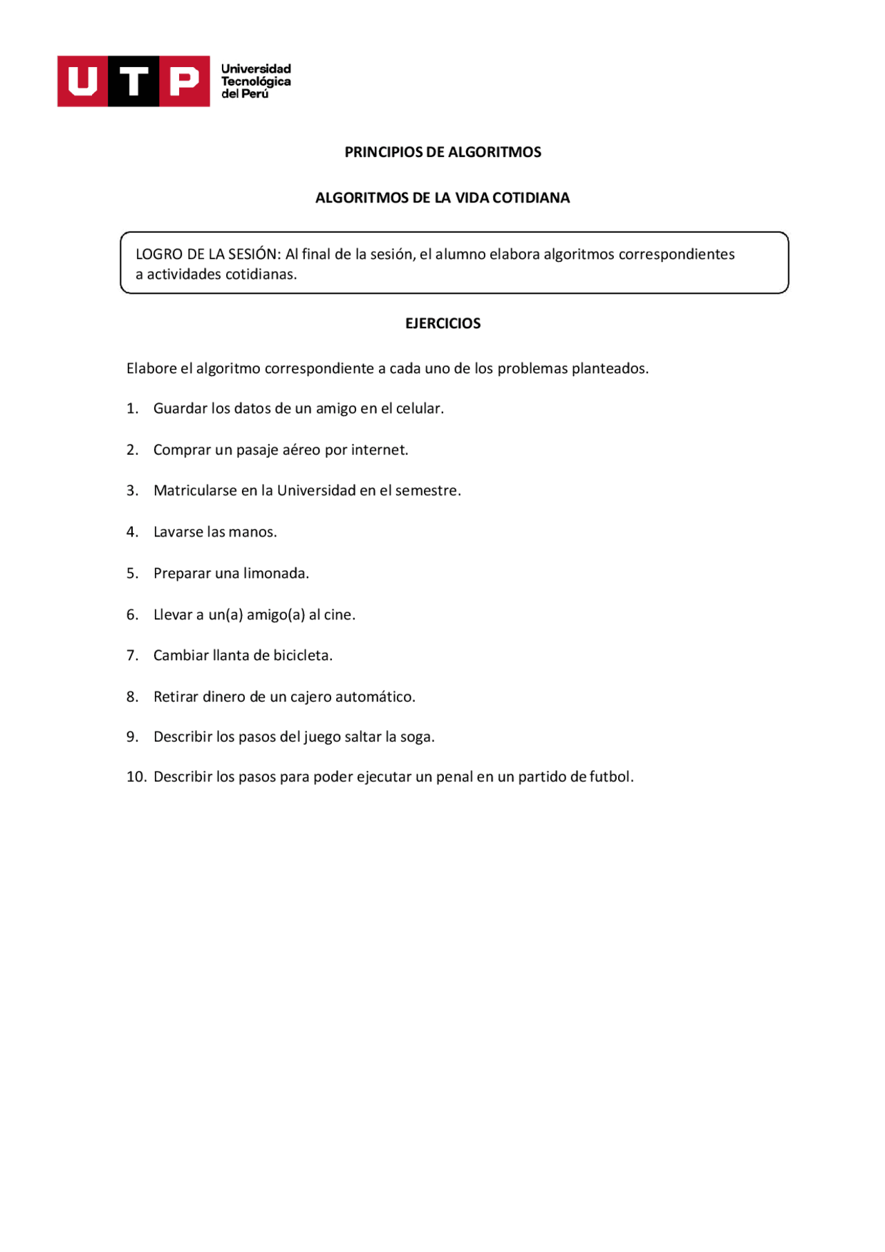 Ejercicios De Algoritmos Utp Docsity