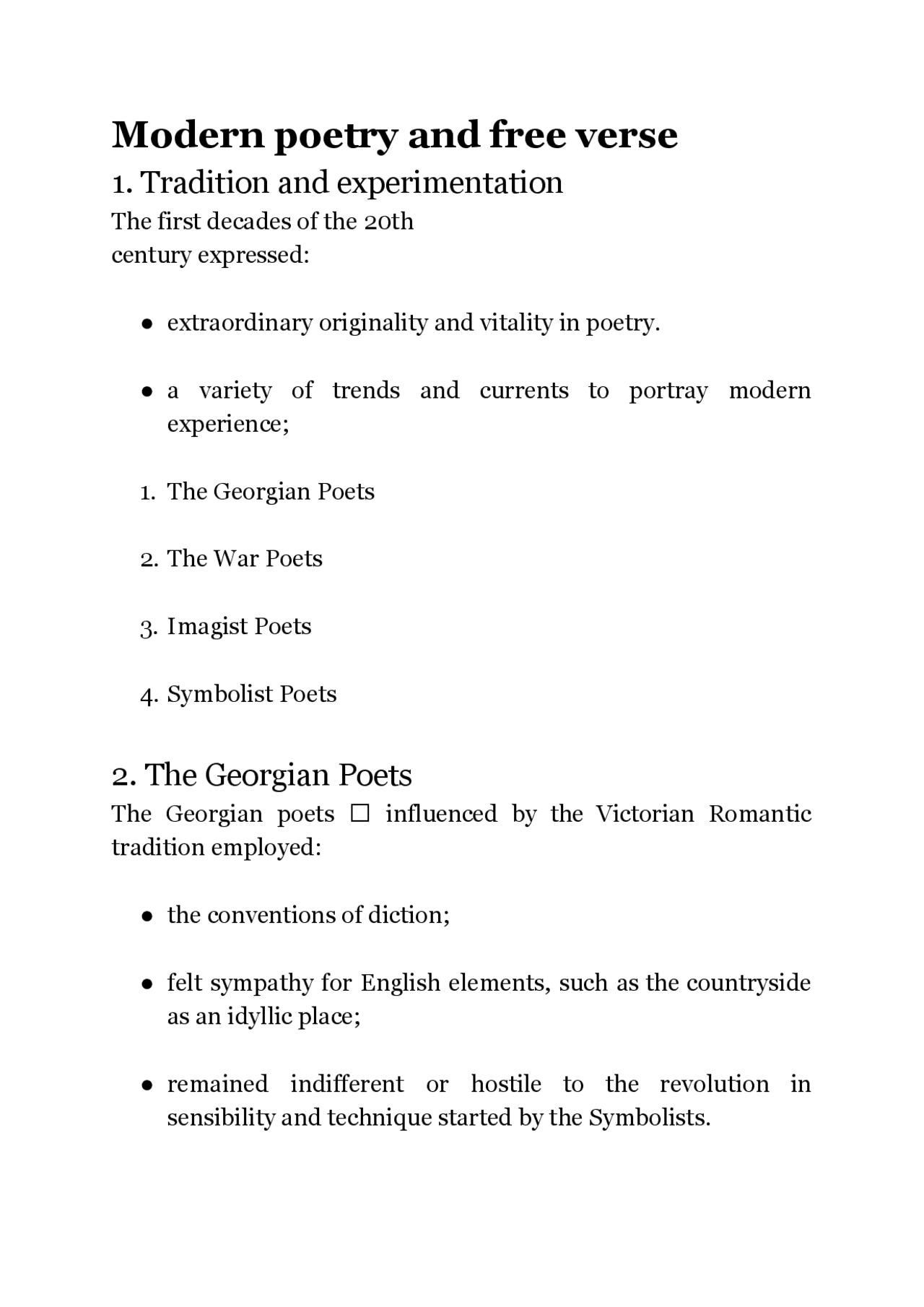 Modern poetry and free verse - Docsity