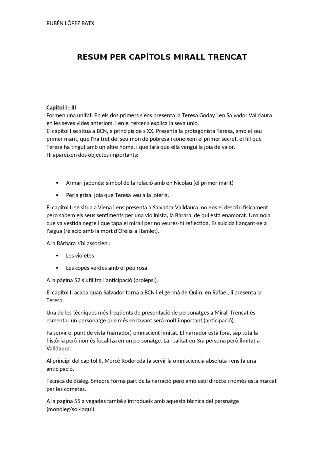 Resum Mirall Trencat Docsity