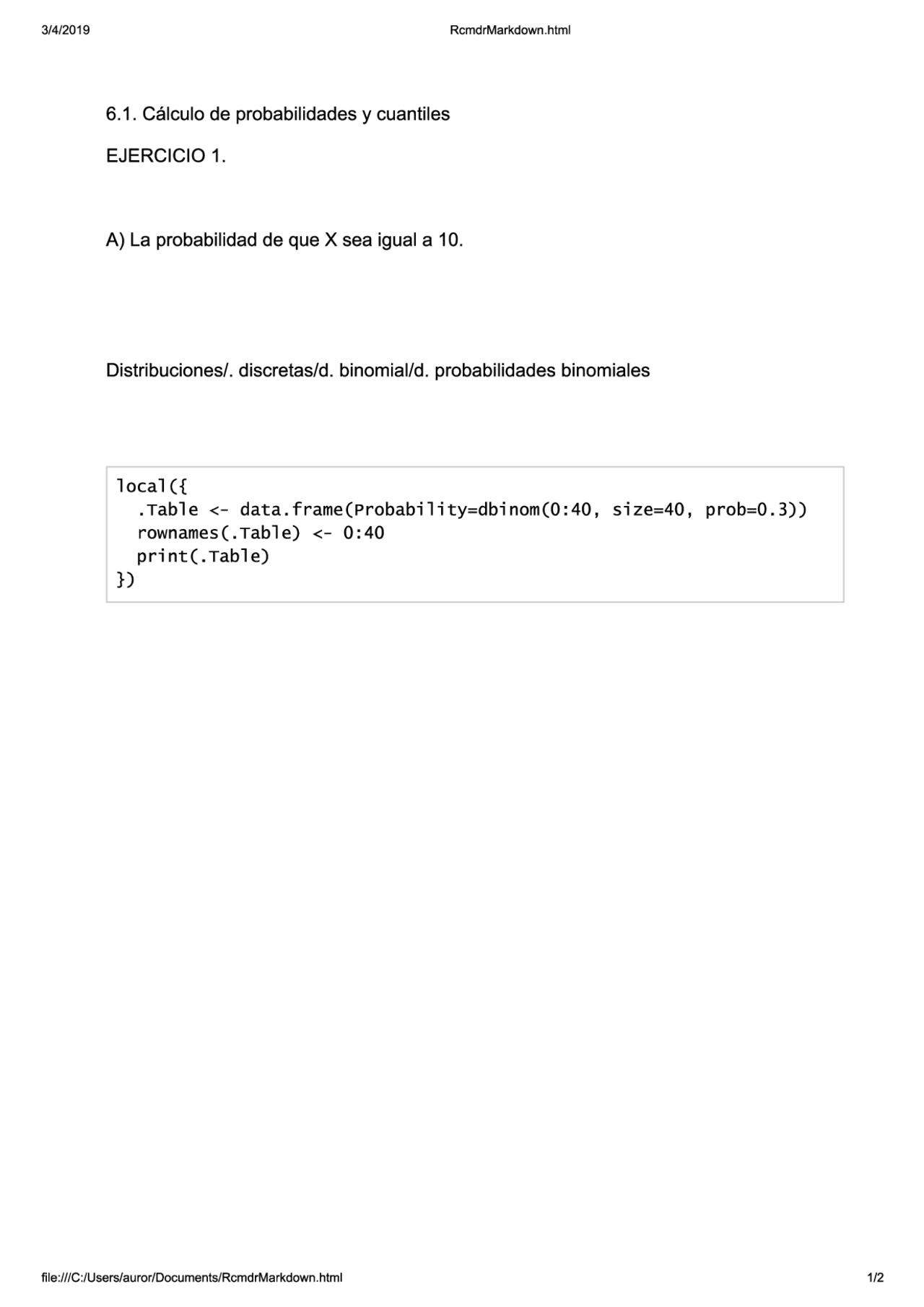 Ejercicios estadística con R - Docsity
