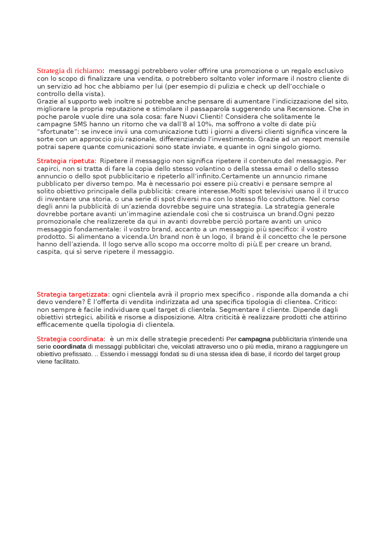 Strategie Di Marketing Mix Docsity