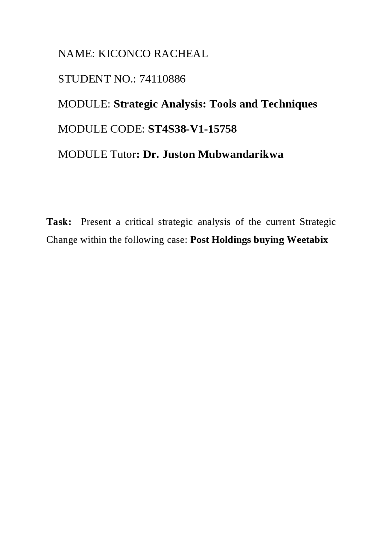 Strategic Analysis Tools And Techniques Docsity