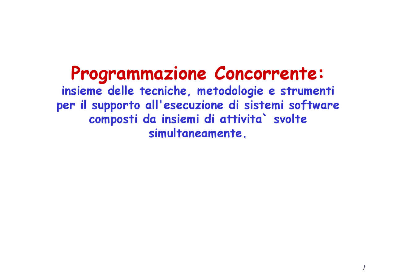 Programmazione Concorrente - Docsity