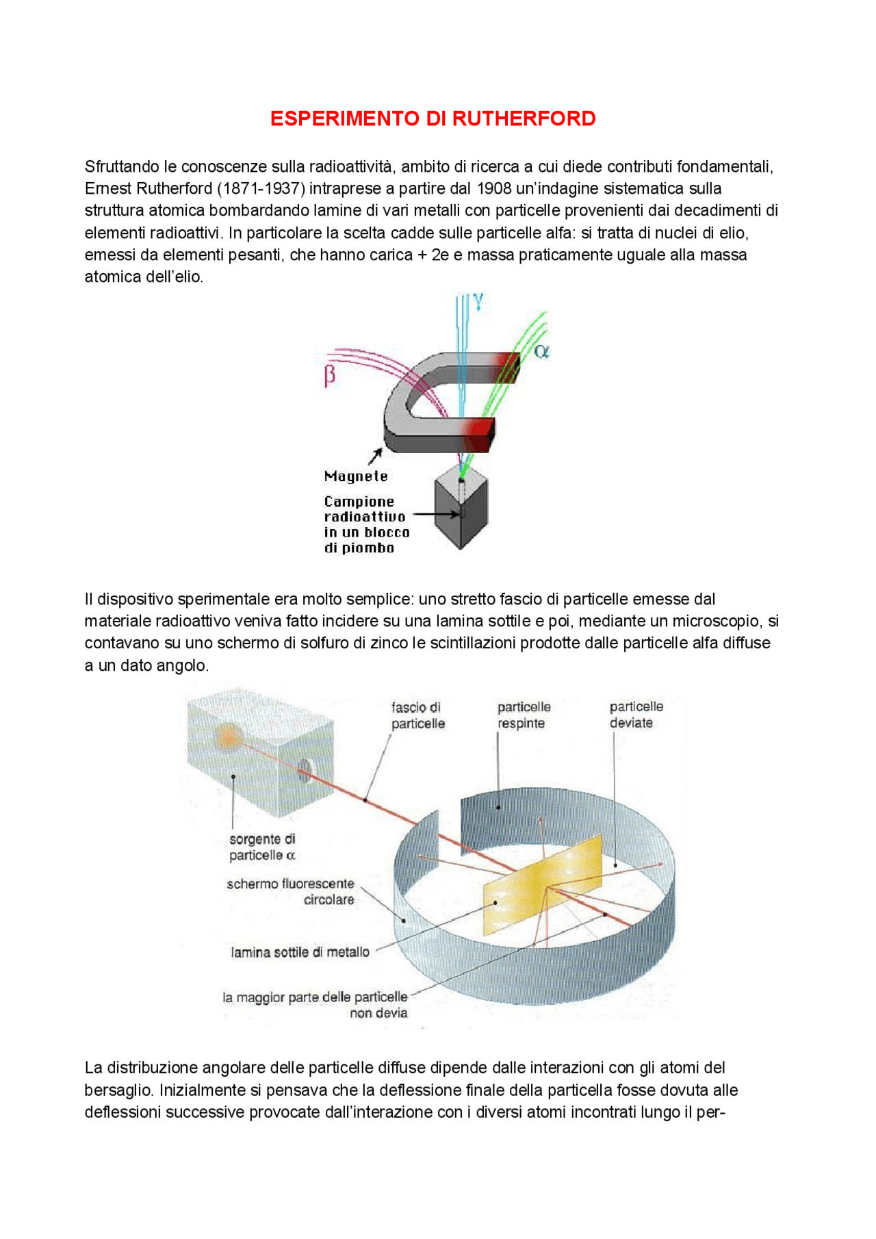 Esperimento di Rutherford - Docsity