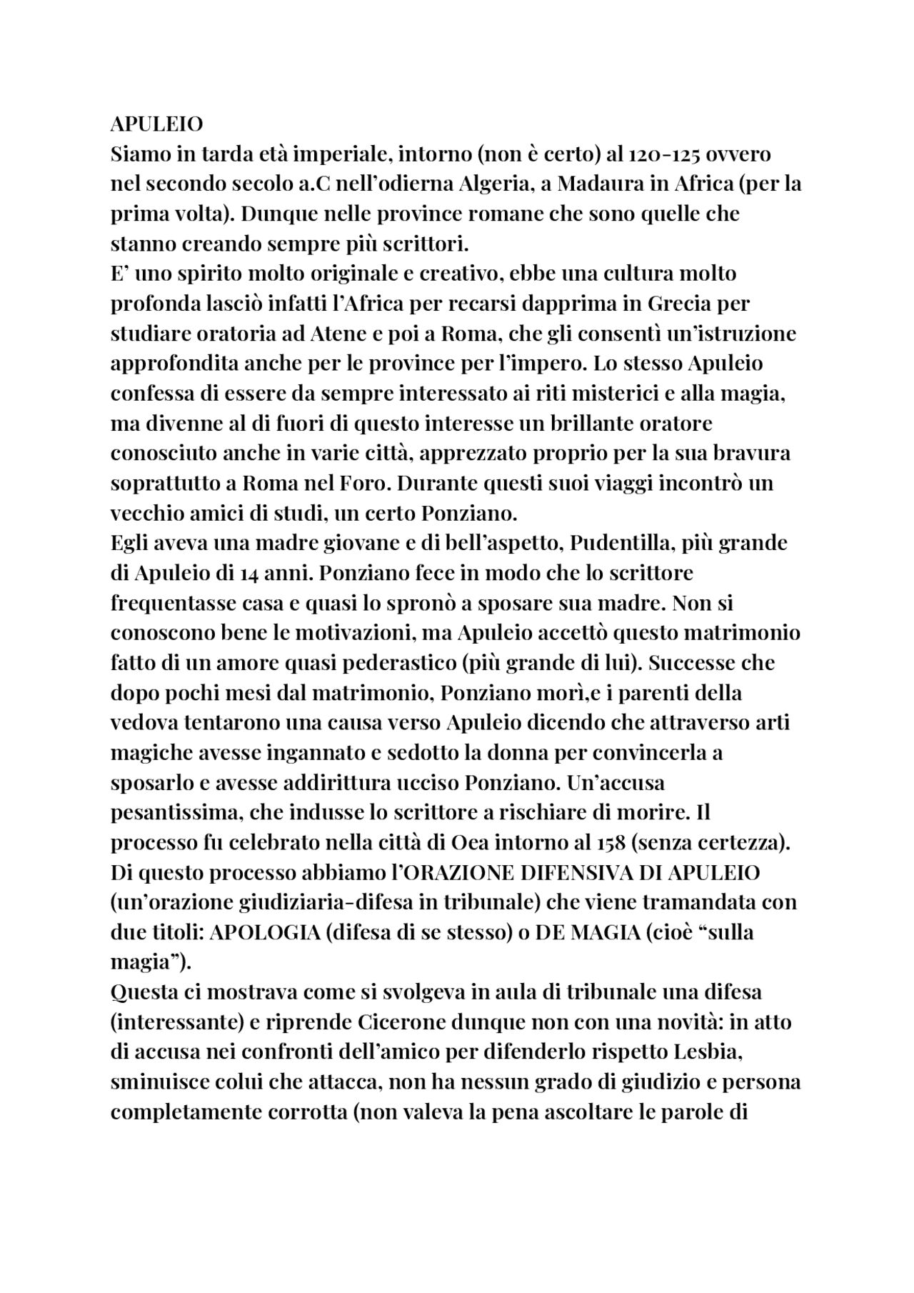 Apuleio: Vita, Opere e Il Processo per Magia | Dispense di Latino | Docsity